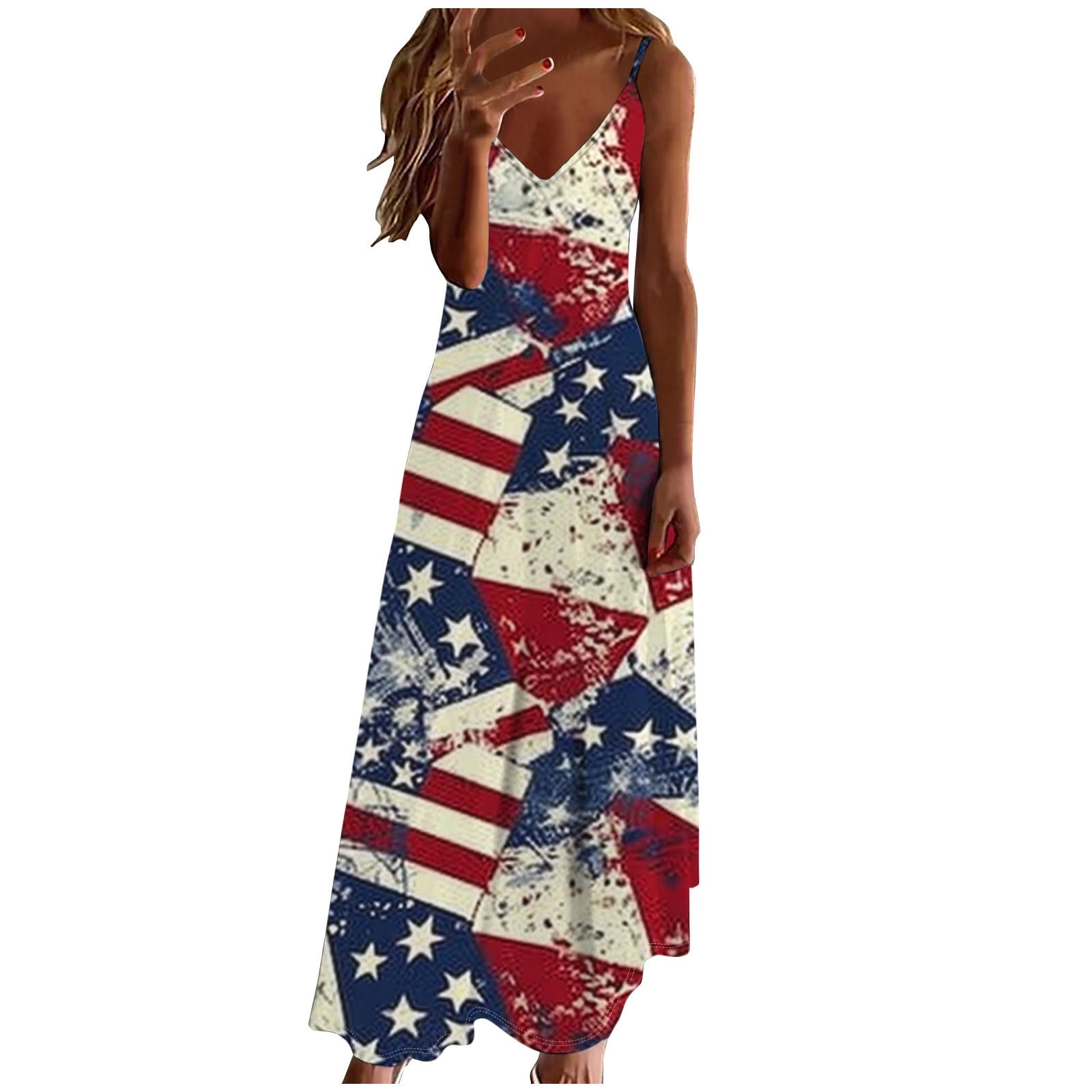 FAVIPT 4th of July Dress for Women Stars and Stripes Print Patriotic ...