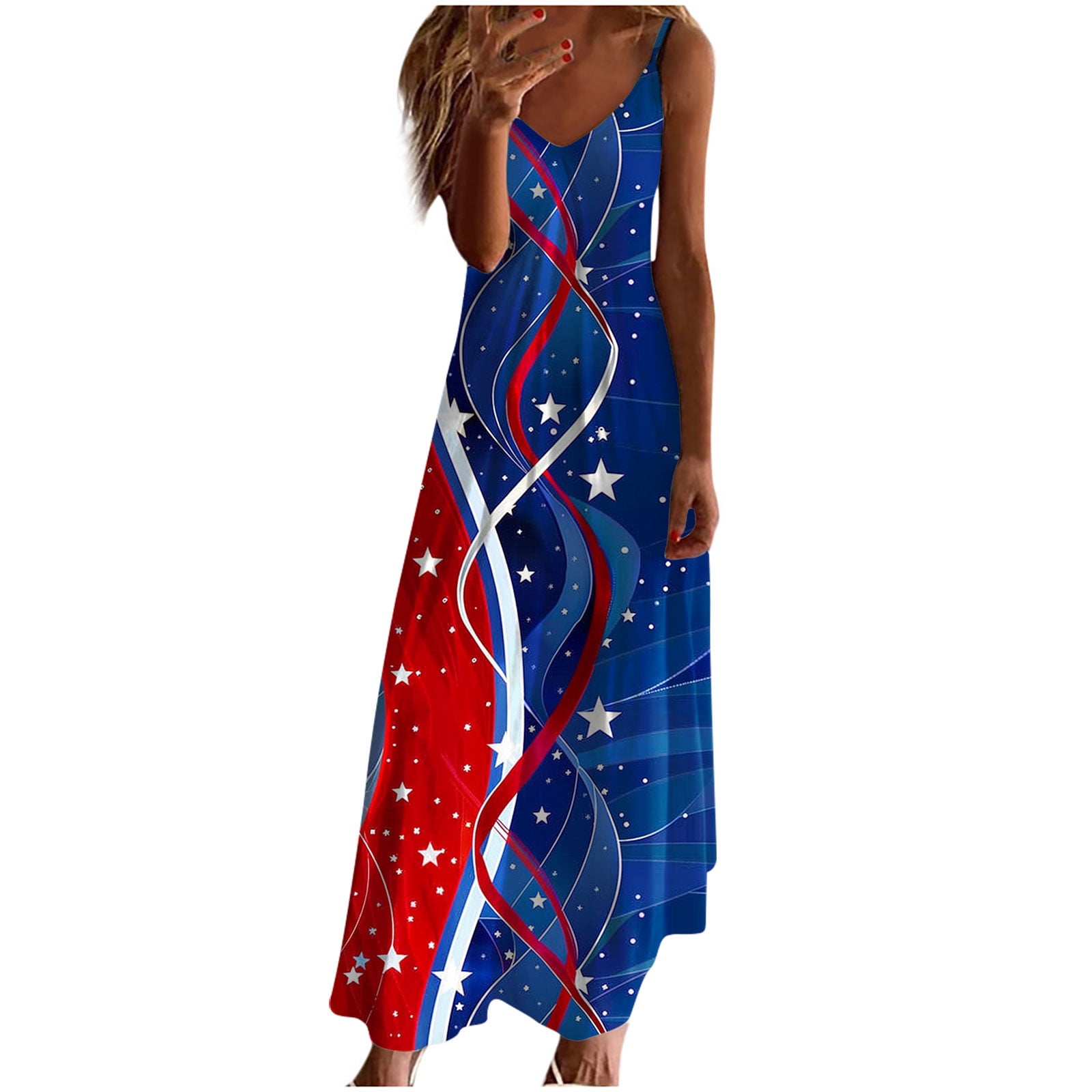 FAVIPT American Flag Dress for Women Stars And Stripes Print Patriotic ...