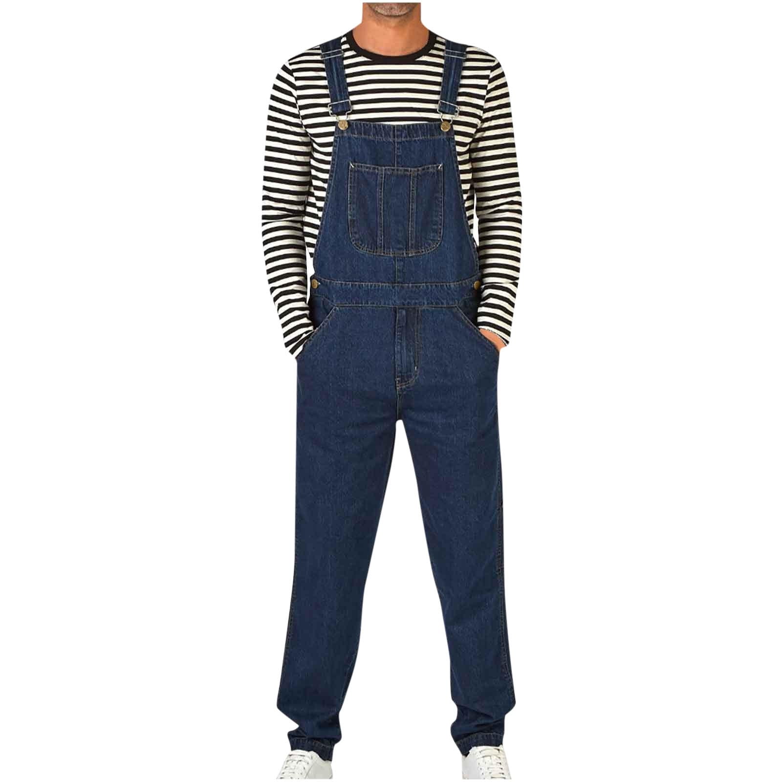 FAVIPT Denim Bib Coveralls Men,Denim Overalls Men Plus Size Jean Bib ...