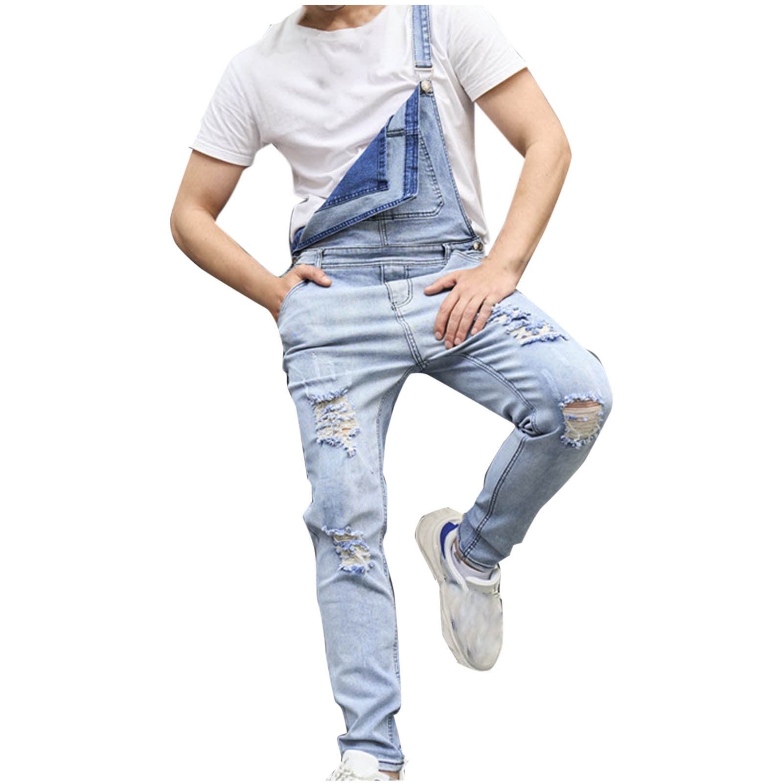 FAVIPT Denim Bib Coveralls Men,Denim Overalls Men Plus Size Jean Bib ...