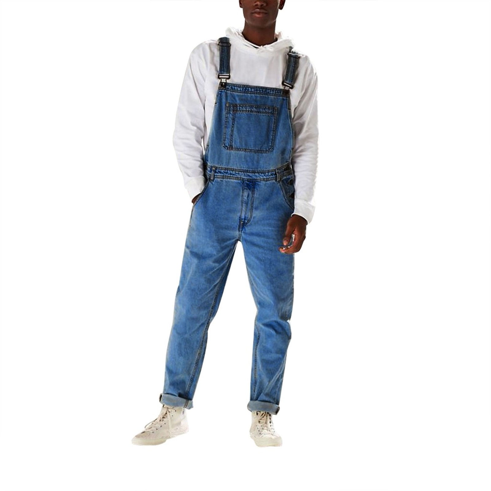 FAVIPT Denim Bibs for Men,Denim Overalls Men Plus Size Jean Bib ...
