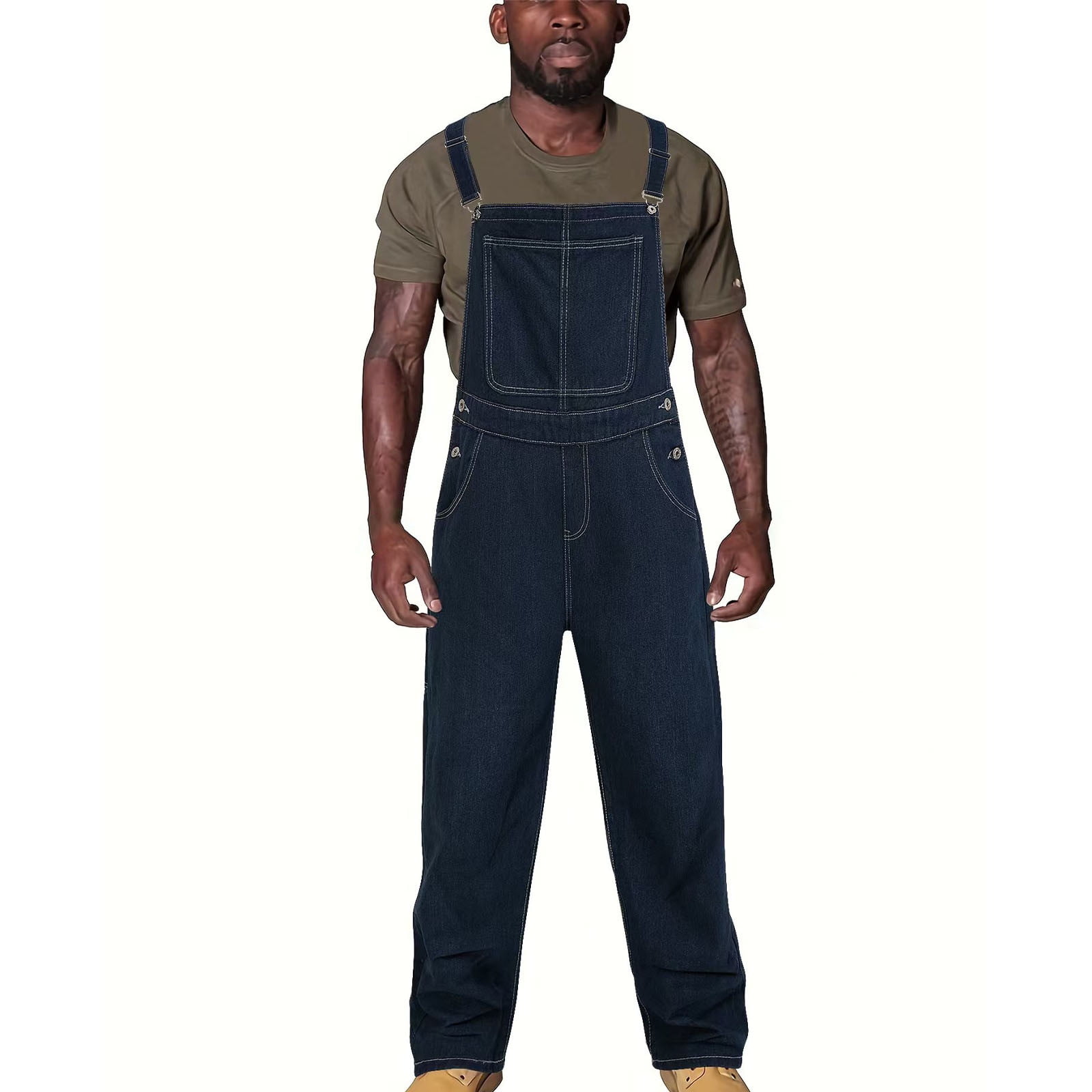 FAVIPT Denim Coveralls Men,Denim Overalls Men Plus Size Jean Bib ...