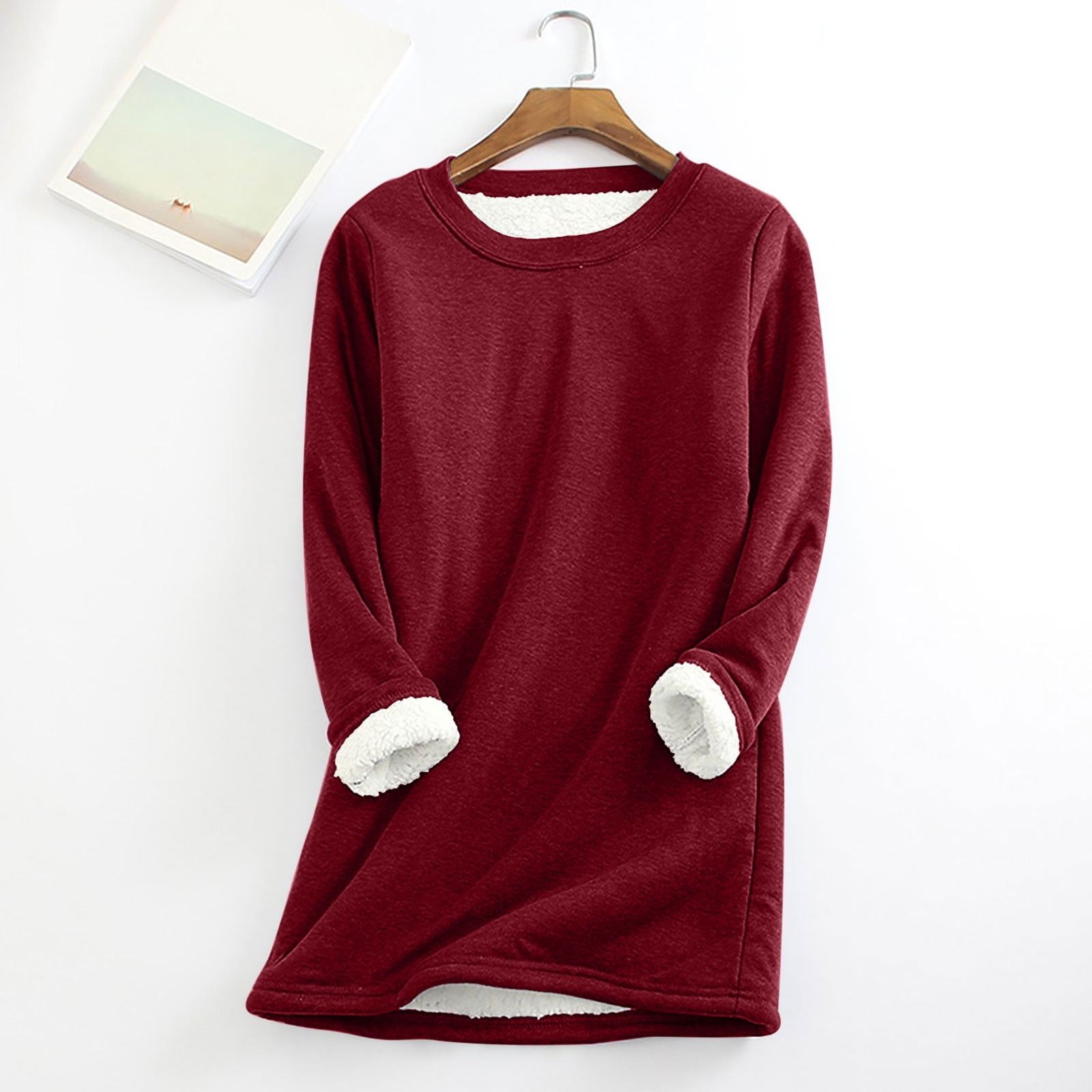 FAVIPT Fleece Lined Sweatshirt Women Womens Winter Soft Sherpa Fleece ...