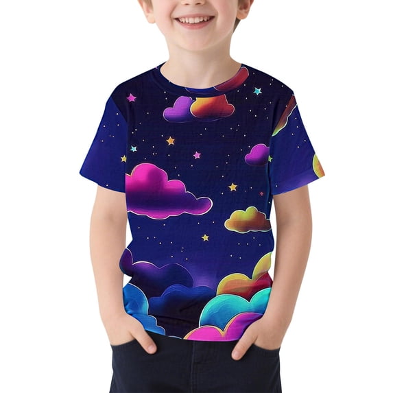 FAVIPT Girl Graphic T Shirts Summer Kids Boys 3D Print Colorful Shirts ...
