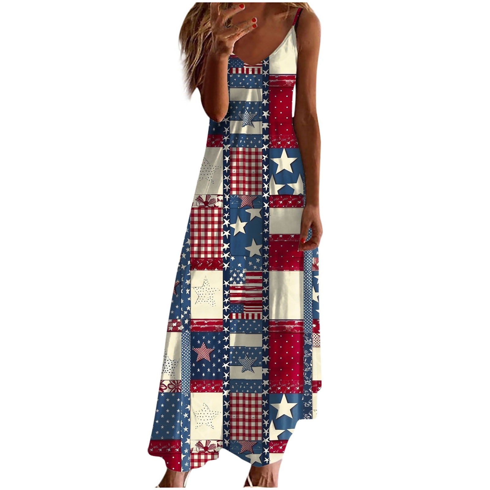 FAVIPT July 4th Clothes for Women American Flag Print Patriotic Dresses ...