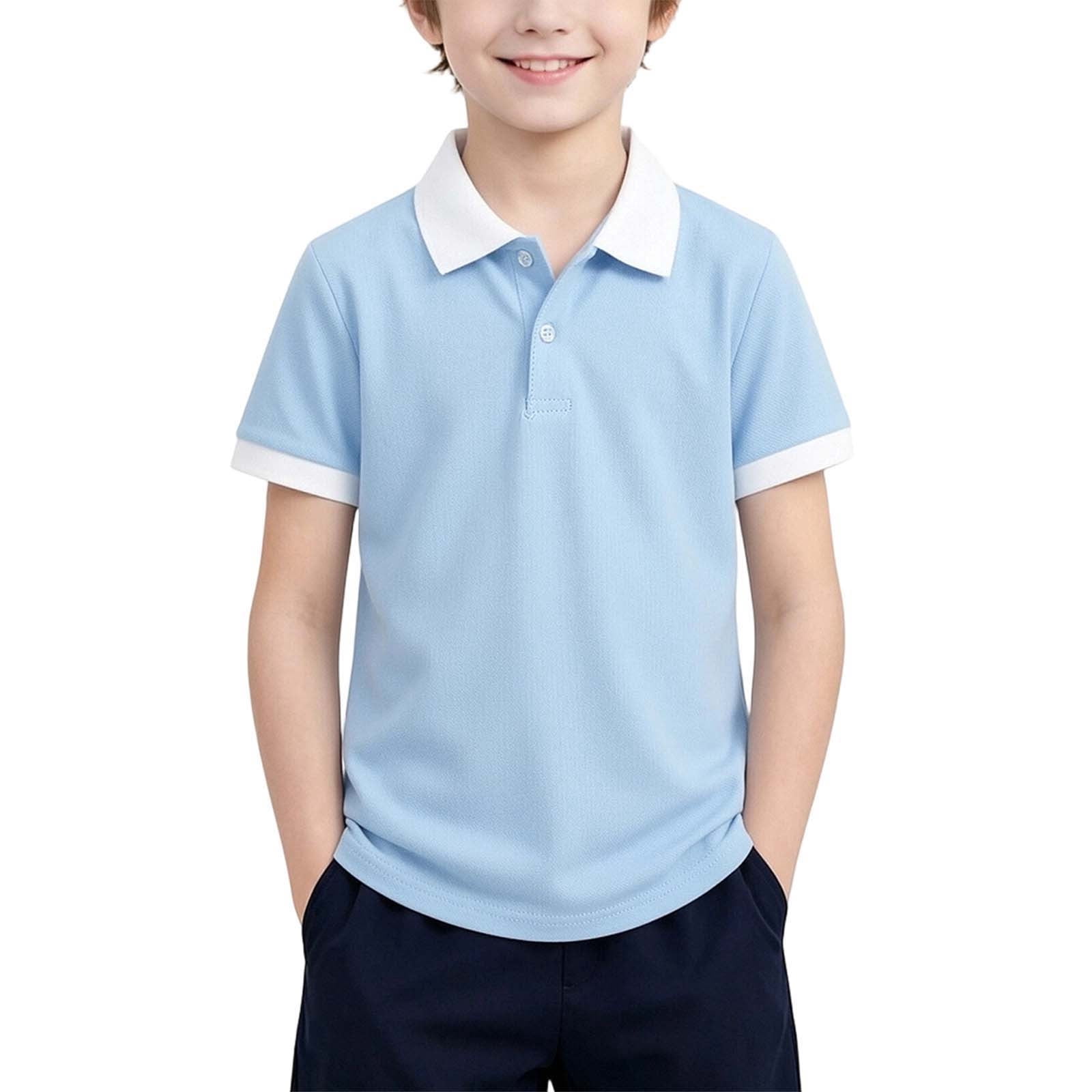 FAVIPT Kids Color Block Golf Shirts Summer Cotton Boys Girls Collared ...