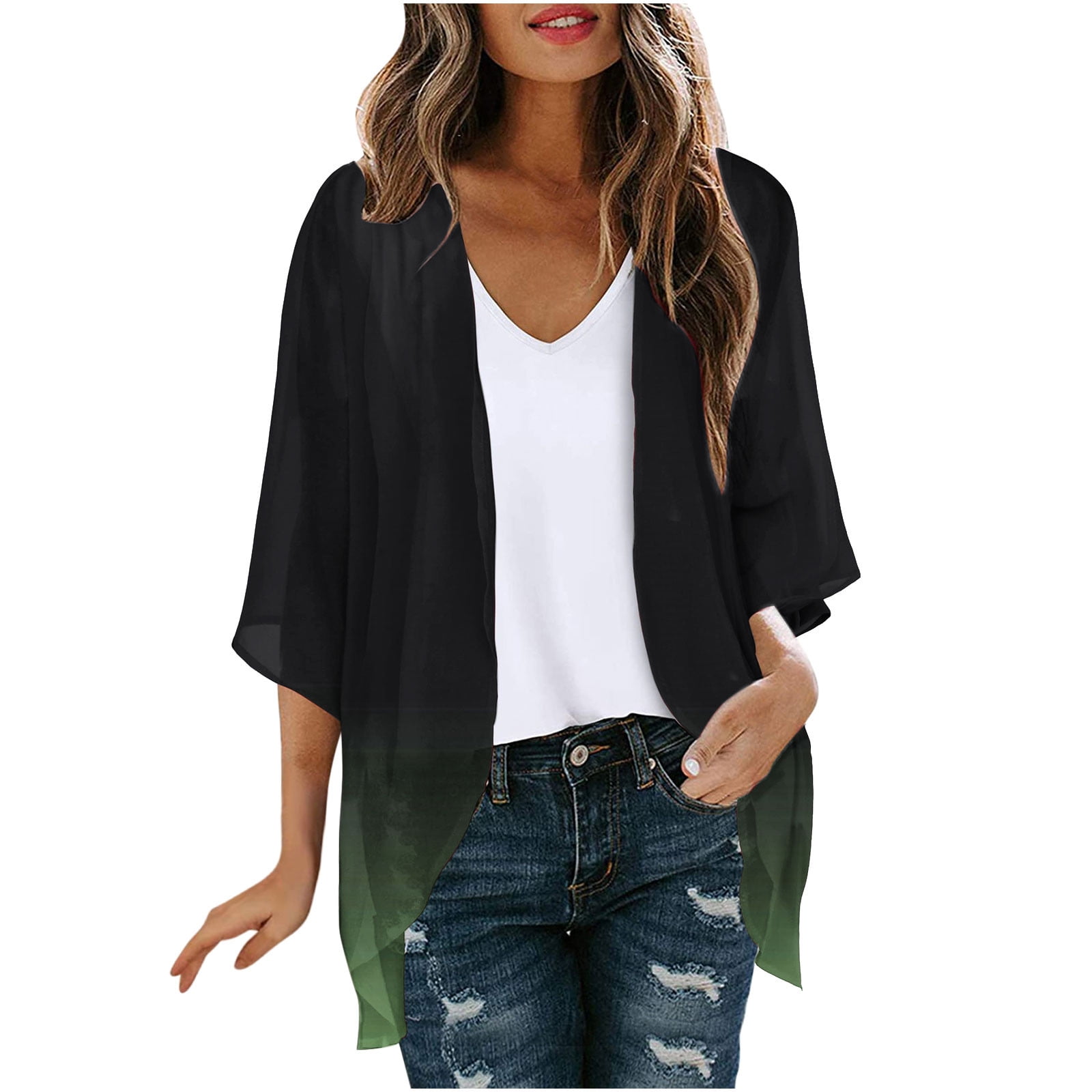 FAVIPT Kimonos Cardigan for Women Summer Swimsuit Coverup Gradient ...