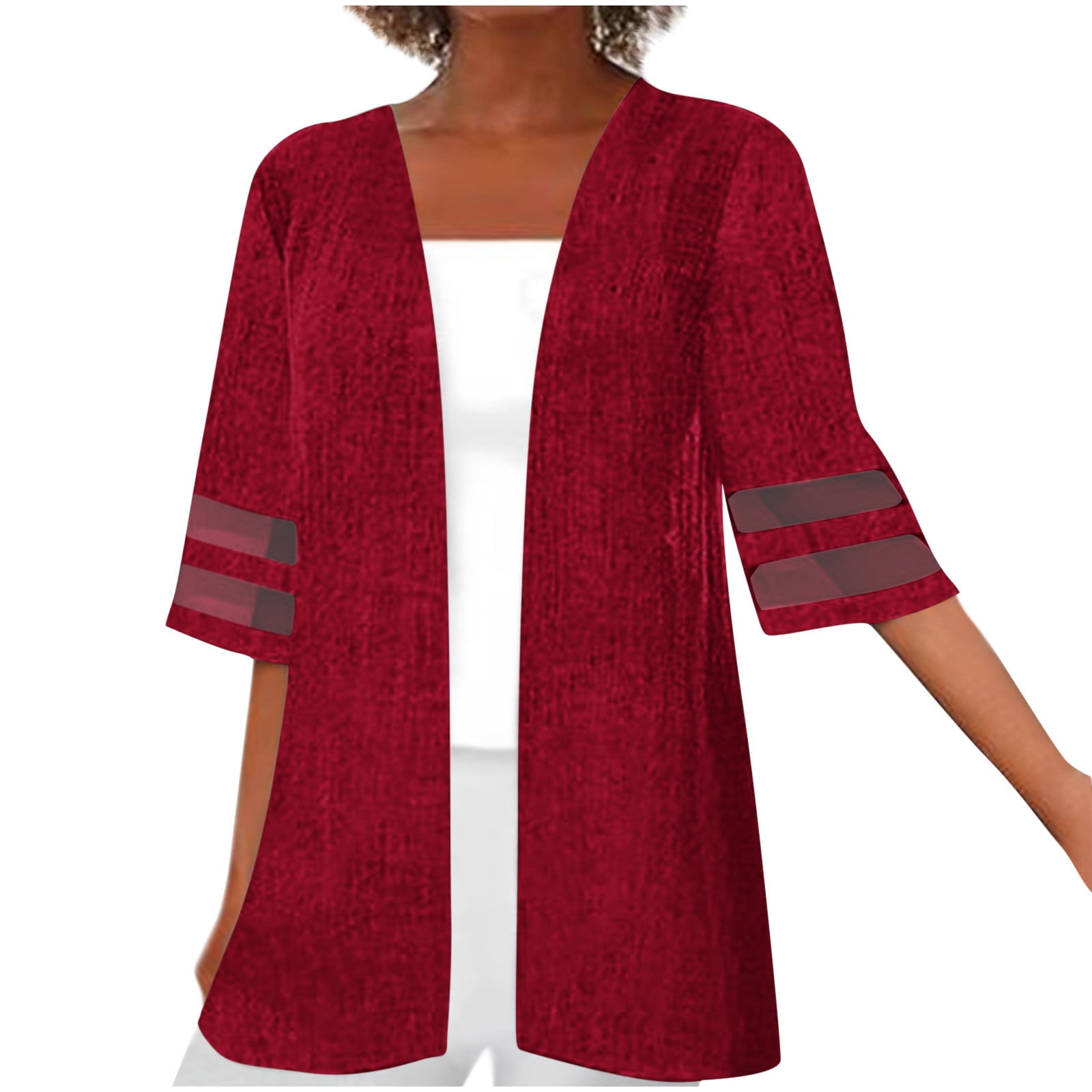 FAVIPT Linen Cardigan for Women Flowy Beach Lightweight Cardigans Half ...