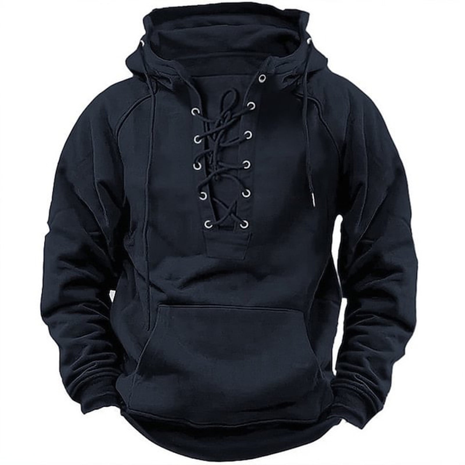 FAVIPT Mens Tactical Sweatshirts Lace Up Hooded Pullover Big and Tall ...