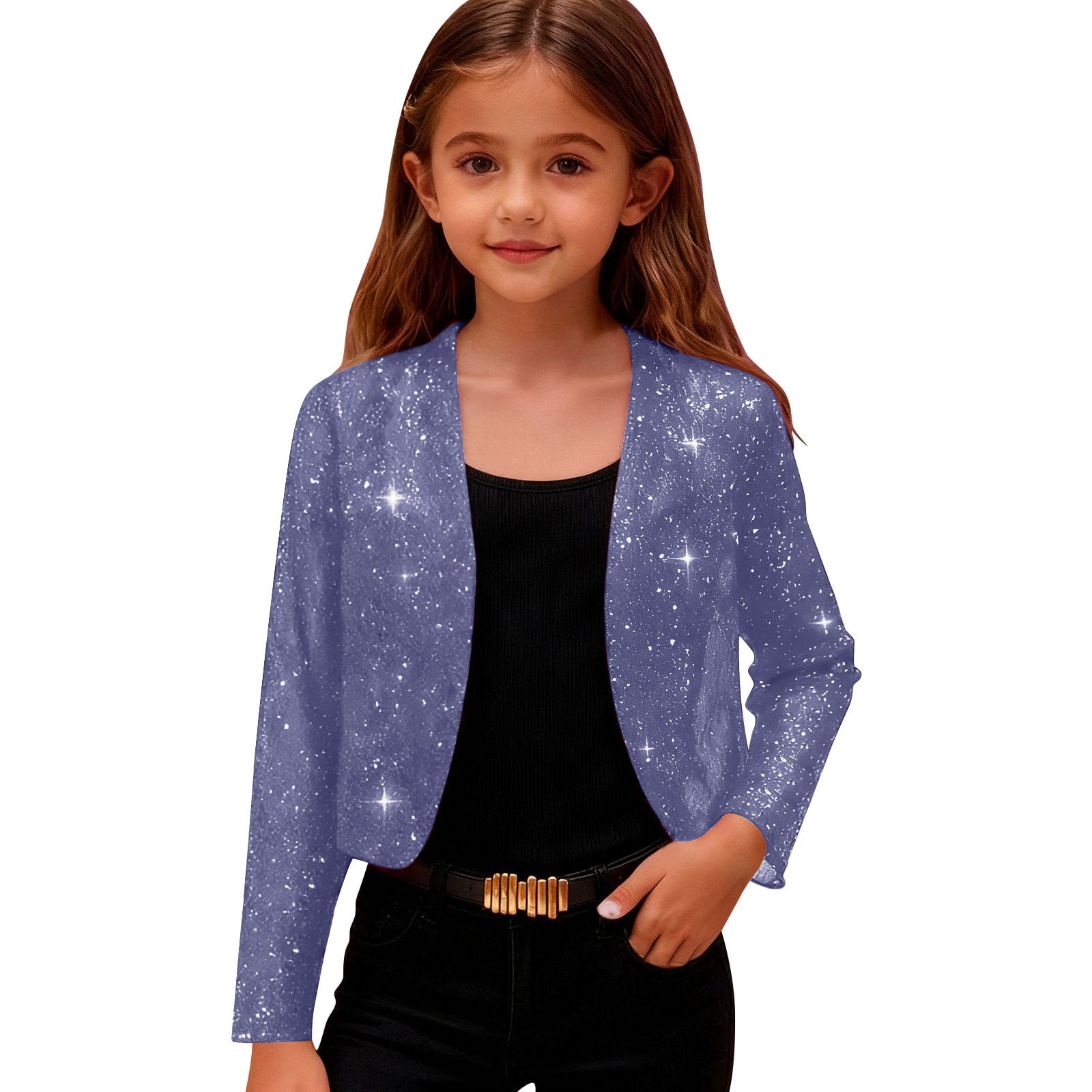 FAVIPT Sequin Shrugs for Girls Lightweight Cropped Shawl Cardigan ...