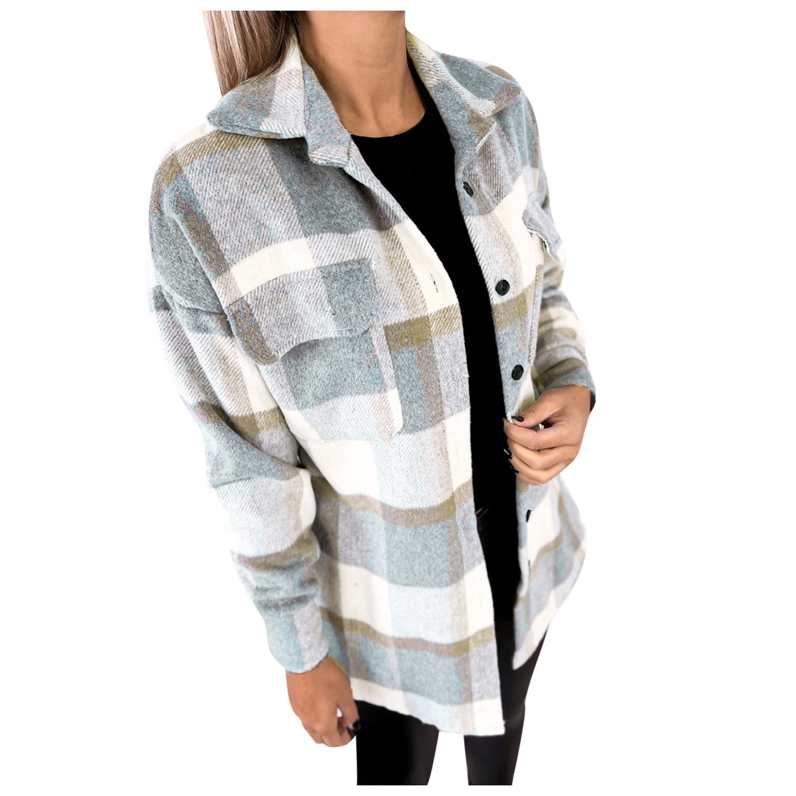 FAVIPT Shacket Jacket Women 2024,Women's Button Down Flannel Shirts ...