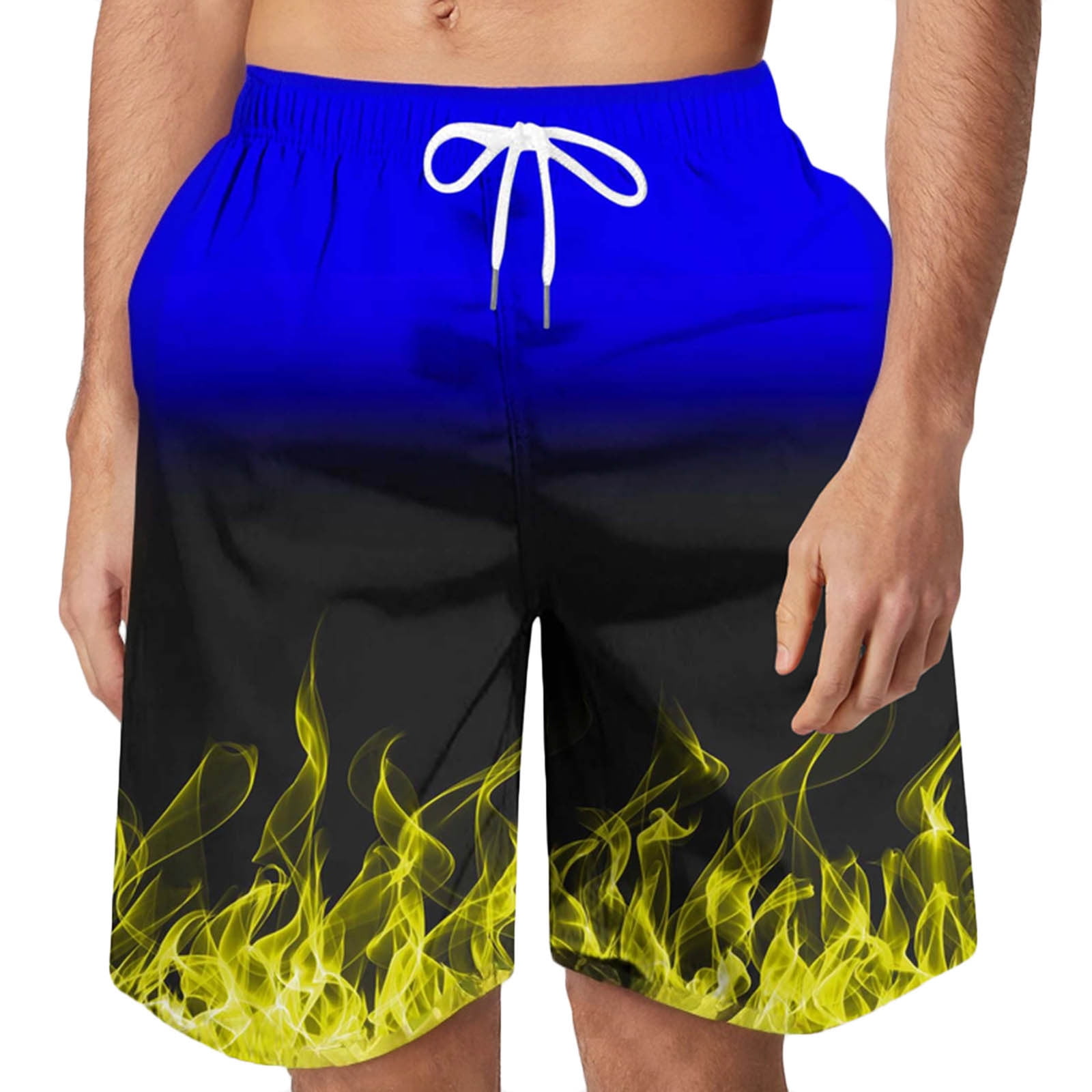 FAVIPT Surf Men Beach Shorts 3d Flame Print Shorts Elastic Waist ...