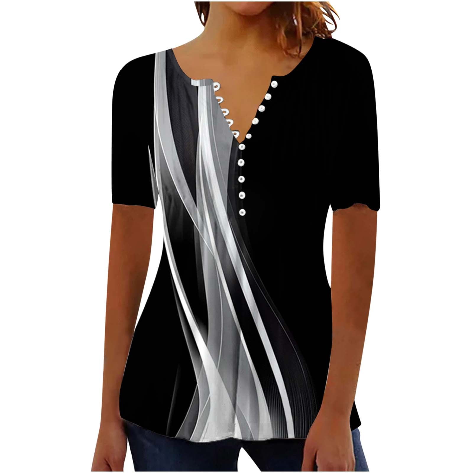 FAVIPT Tummy Control Blouses for Women Boho Vintage Floral Print ...