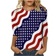 FAVIPT Women's 3/4 Sleeve Shirts American Flag Shirts Independence Day ...