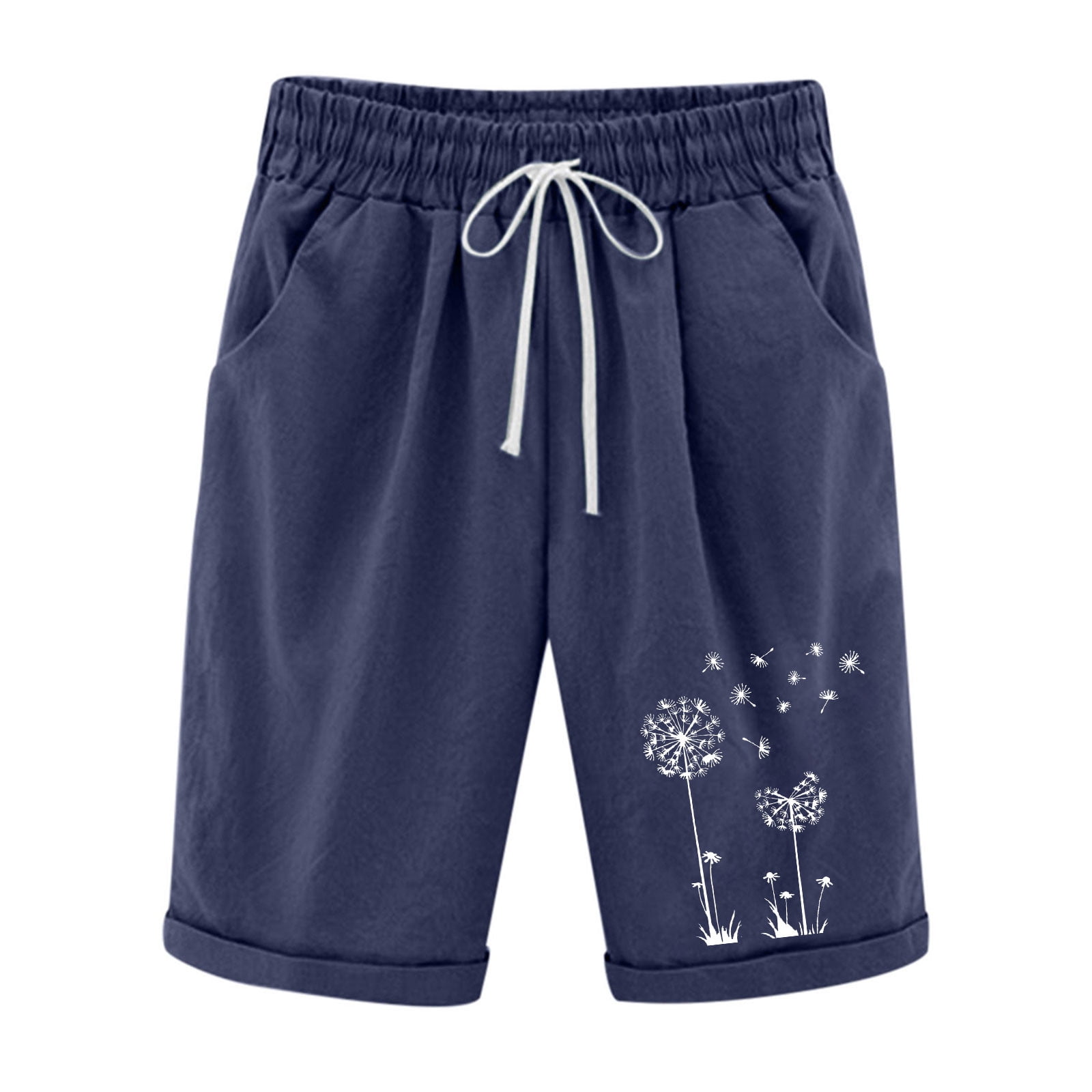 FAVIPT Women's Cotton Shorts,Bermuda Shorts for Women Knee Length Long ...