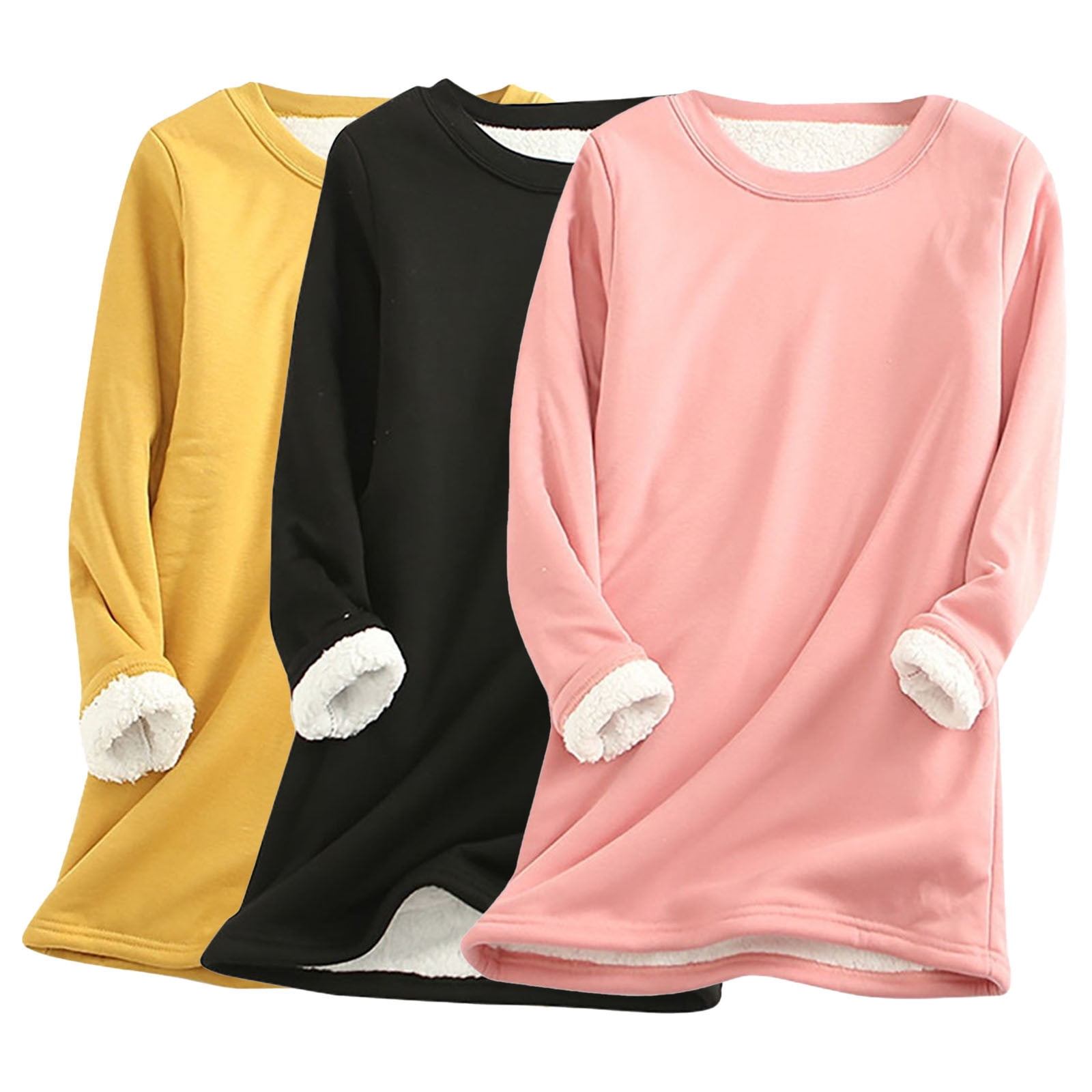 FAVIPT Women's Sherpa Lined Sweatshirt Winter Warm Fleece Crewneck ...