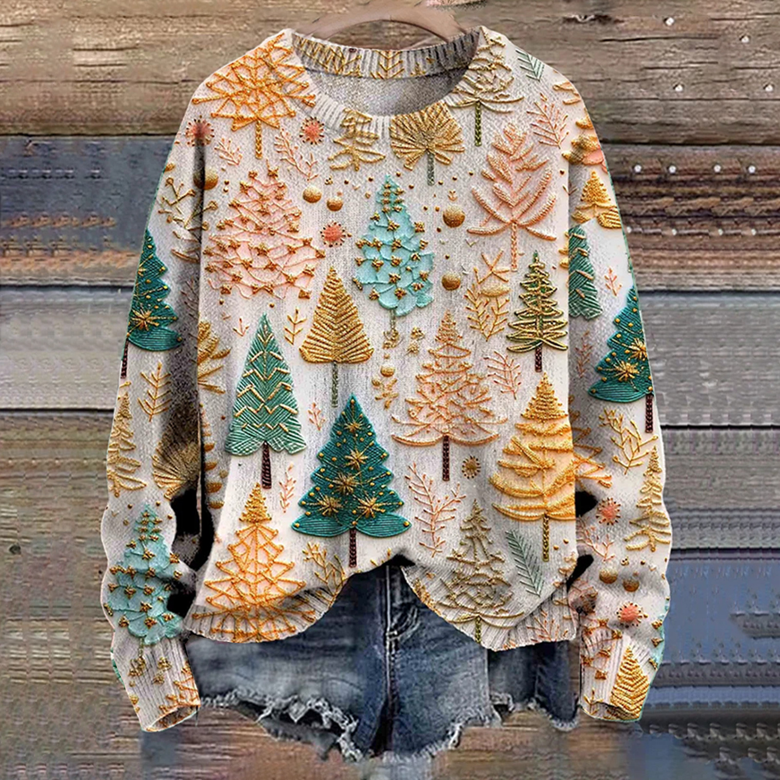 FAVIPT Women's Ugly Christmas Sweatshirt 2024 Cute 3D Santa Graphic ...