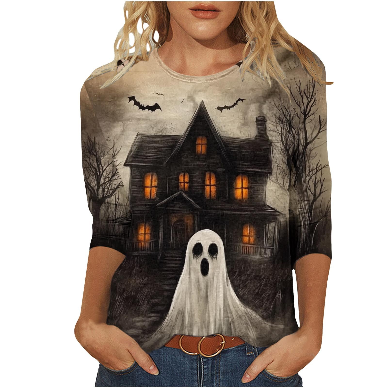 Customer reviews for FAVIPT Womens 3 Quarter Sleeve Halloween Tops Cute ...