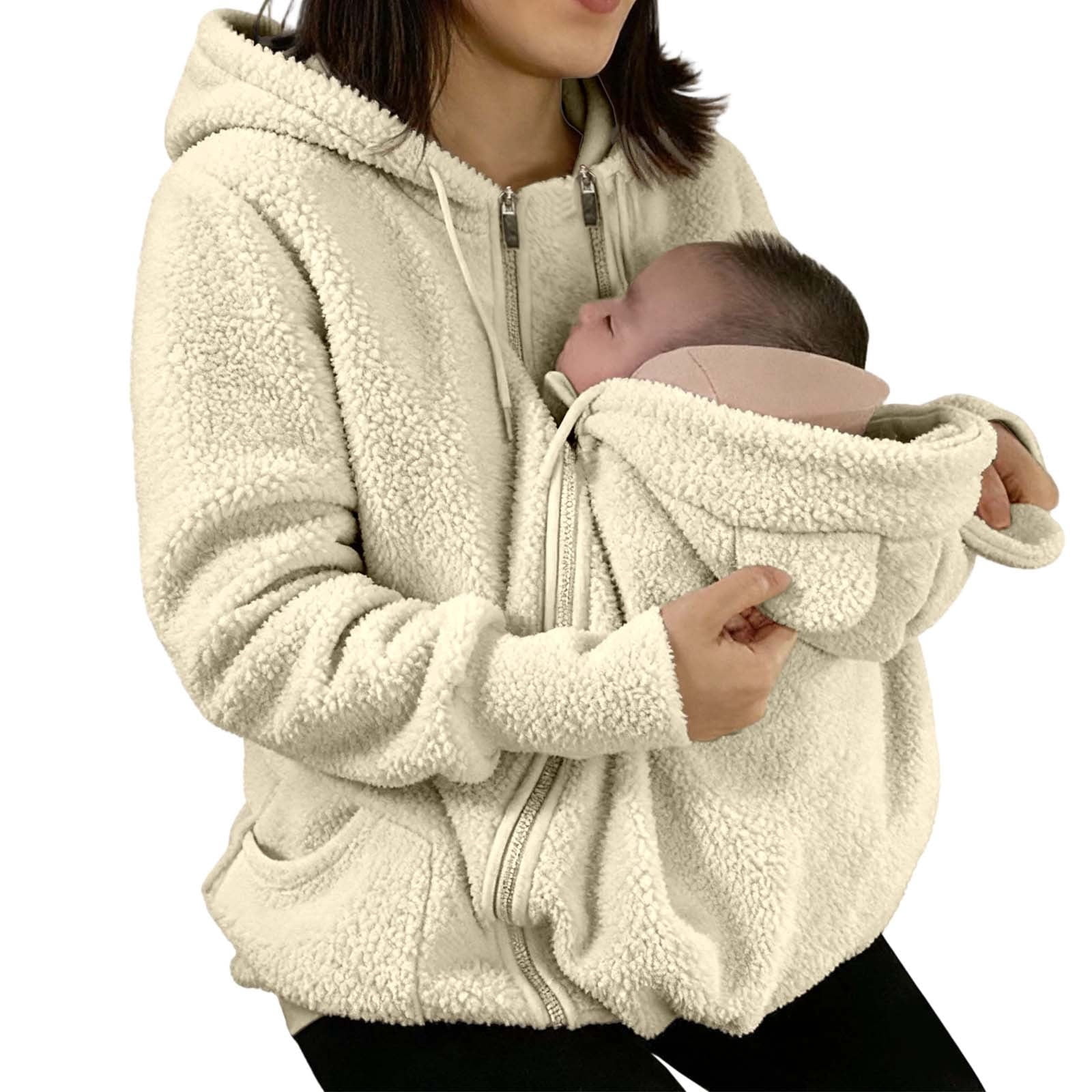 FAVIPT Womens Maternity Winter Coat Zip Up 2 in 1 Baby Wearing Hoodie ...