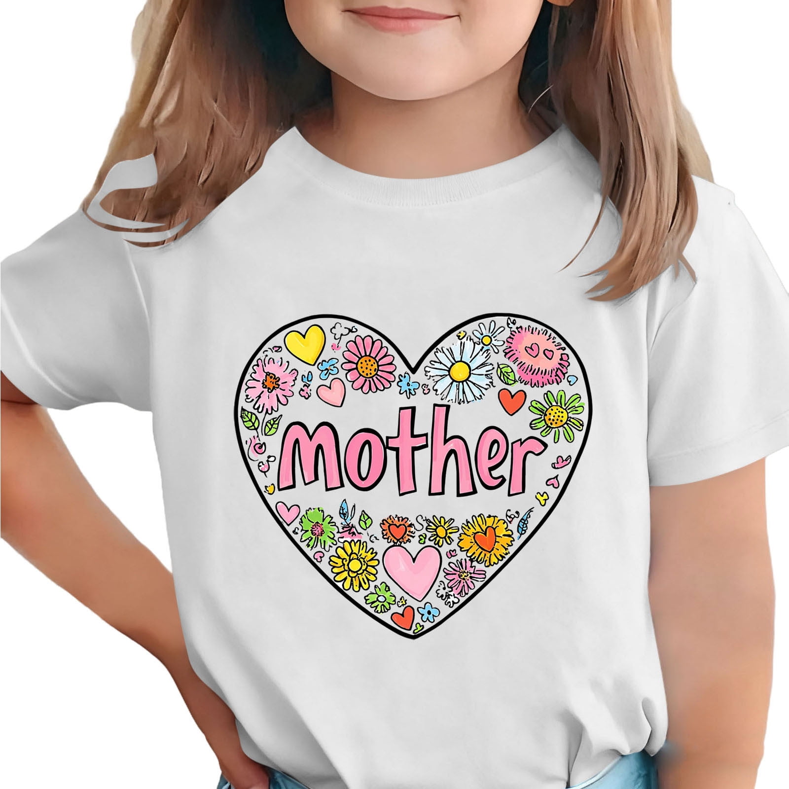FAWUUDO Boys Girls T-Shirts Short Sleeve Round Neck Print Summer Family ...