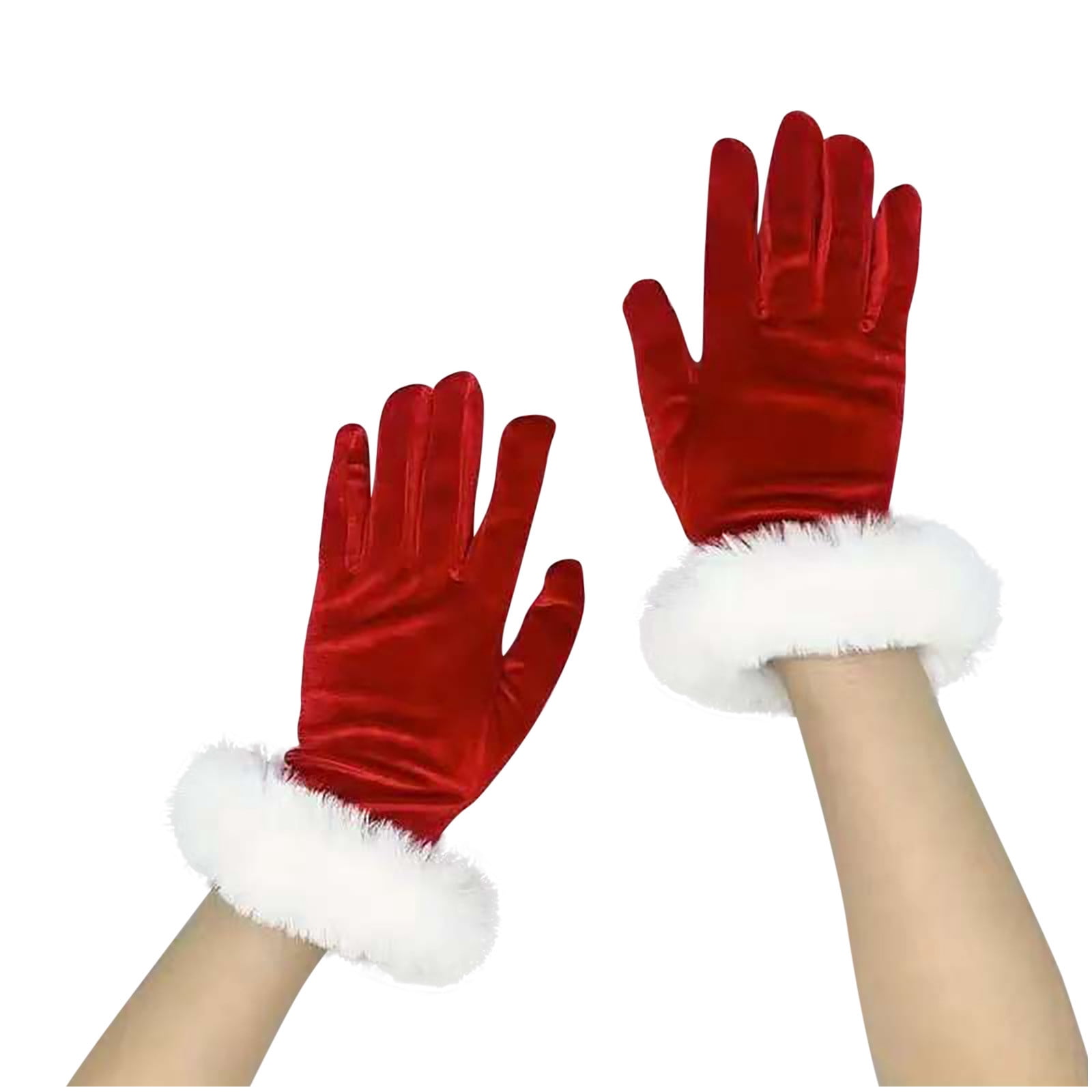 FAWUUDO Christmas Santa Claus Gloves Furry for Women Party Favors ...