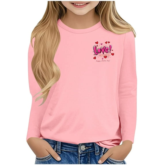 FAWUUDO Girls Ruffle Heart T-Shirts Cute Long Sleeve Tee Tops - Walmart.com