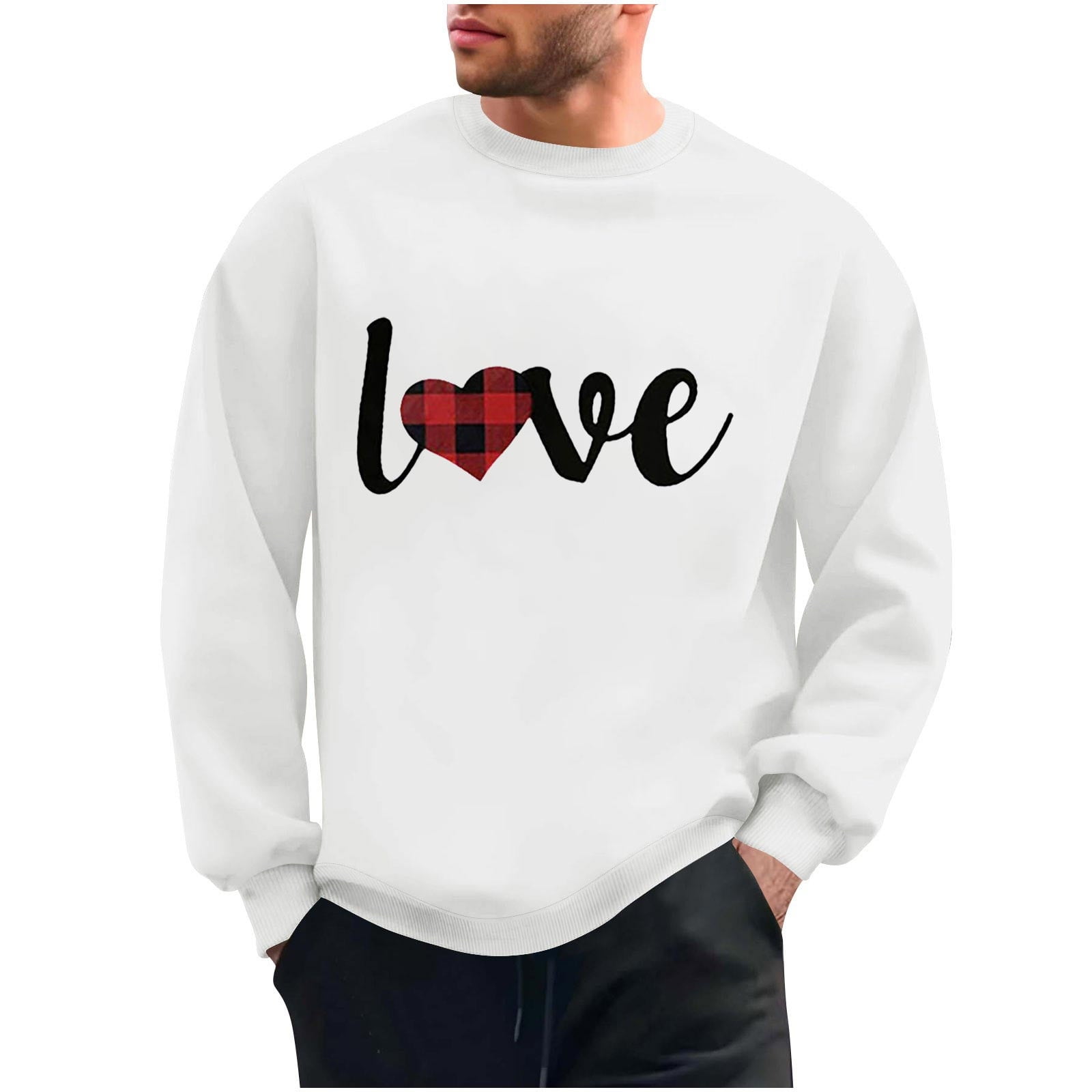 FAWUUDO Men Valentines Matching Sweatshirt Love Heart Graphic Long ...