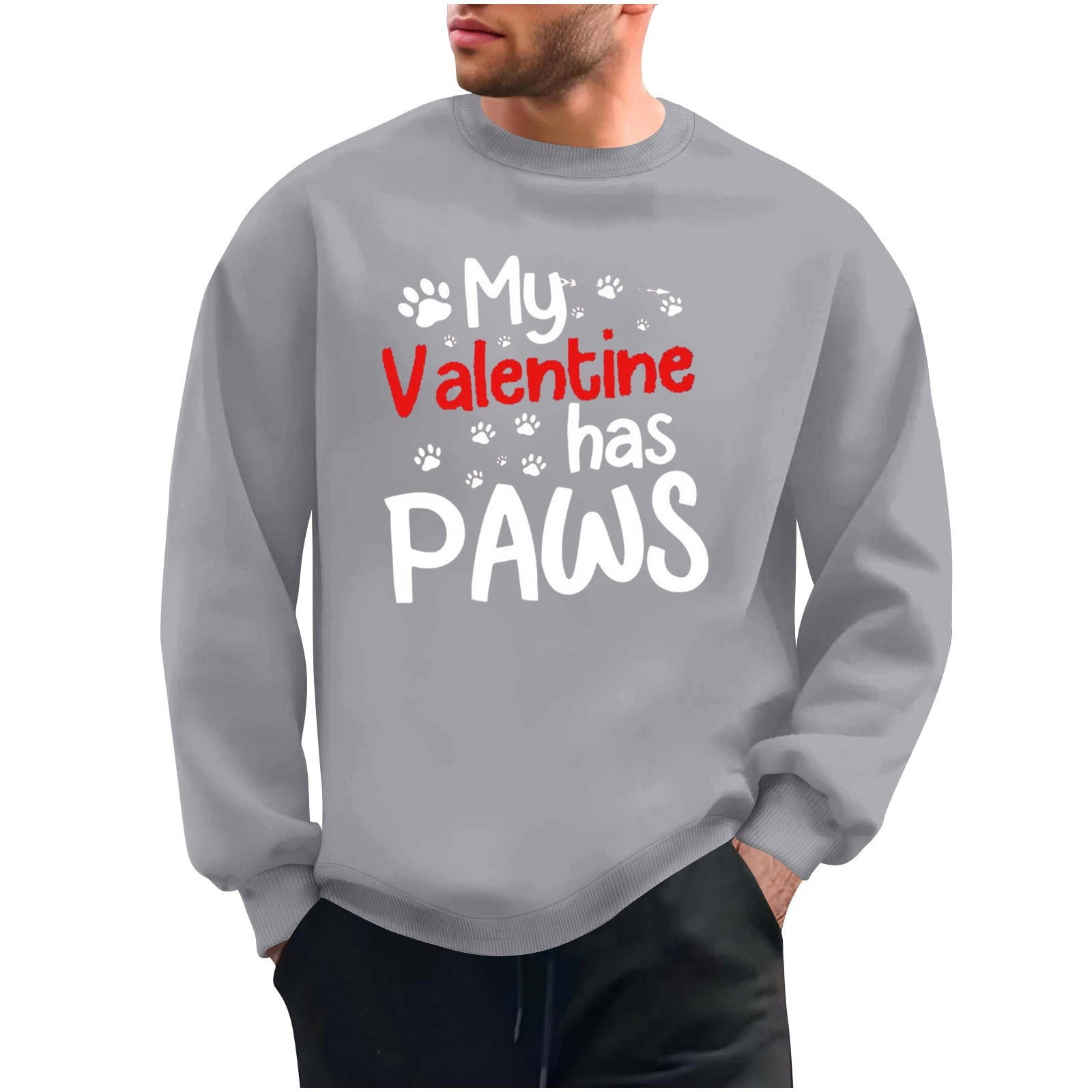 FAWUUDO Men Valentines Matching Sweatshirt Love Heart Graphic Long ...