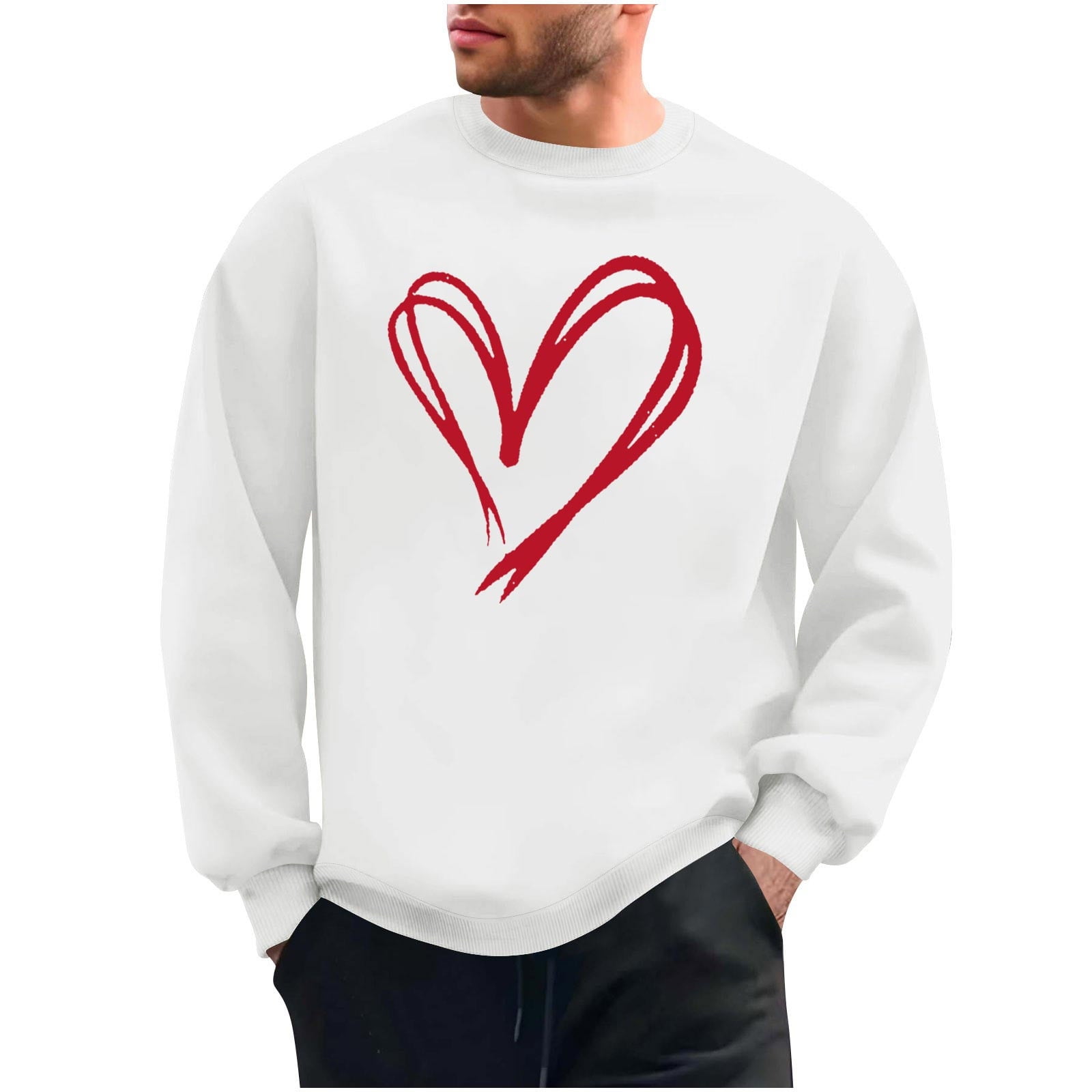 FAWUUDO Men Valentines Matching Sweatshirt Love Heart Graphic Long ...