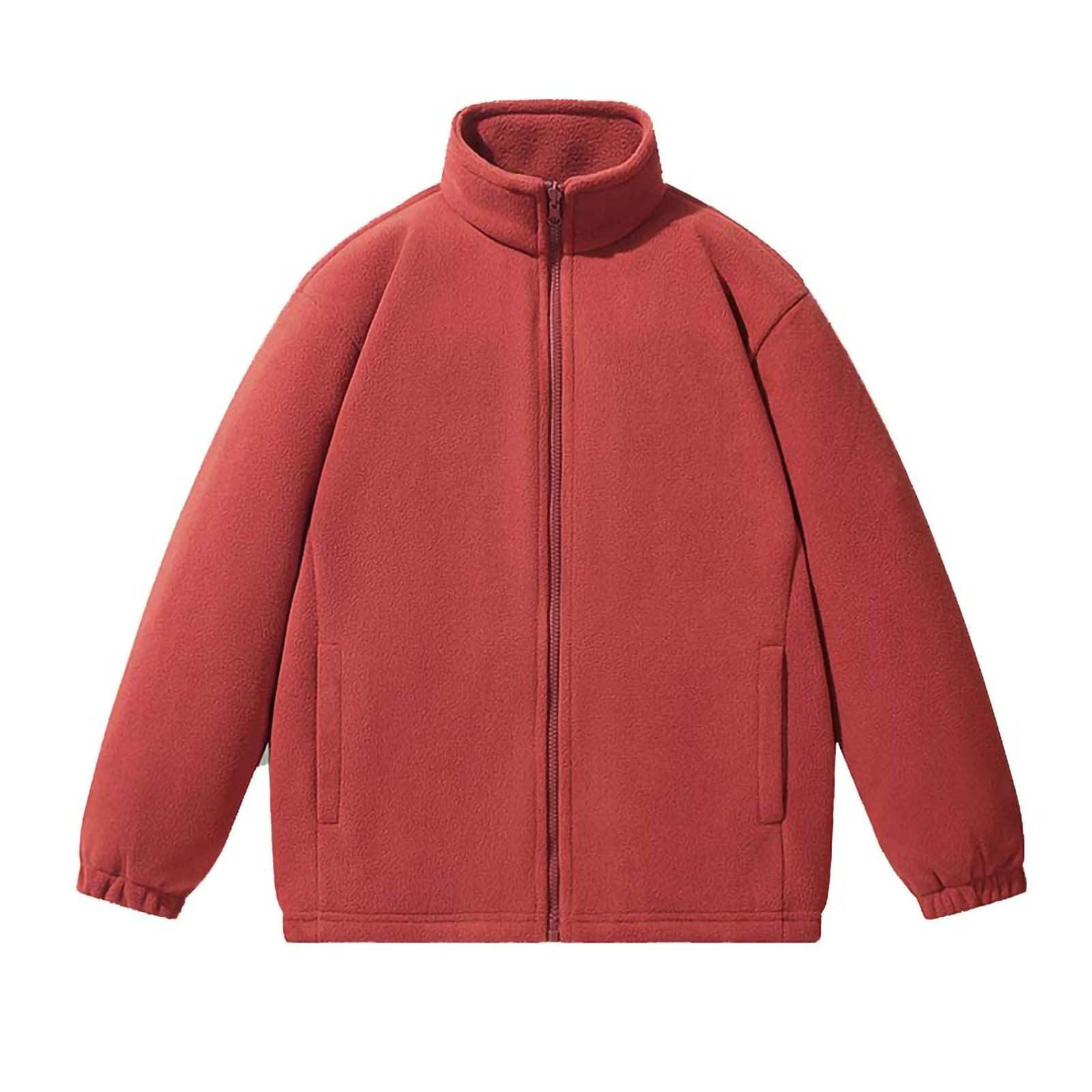 FAWUUDO Men's Stand Collar Loose Jacket Men's Thick Warm Double-Sided ...