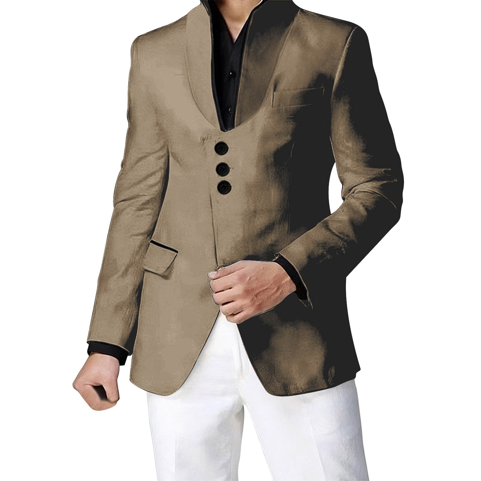 FAWUUDO Mens Sequin Suit Jacket Blazer Shawl Lapel One Button Sparkly ...