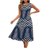 FAWUUDO Summer Dresses for Women Non Positioning Printed Sleeveless ...