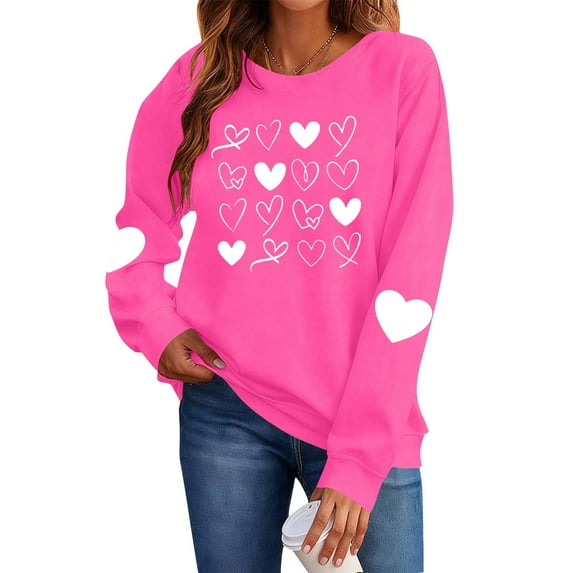 FAWUUDO Valentines Day Shirts Women Valentine Crewneck Sweatshirts Love ...