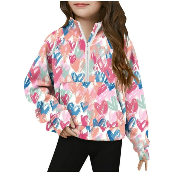 FAWUUDO Valentines Gift for Girls Big Youth Size Pullover Half Zip ...