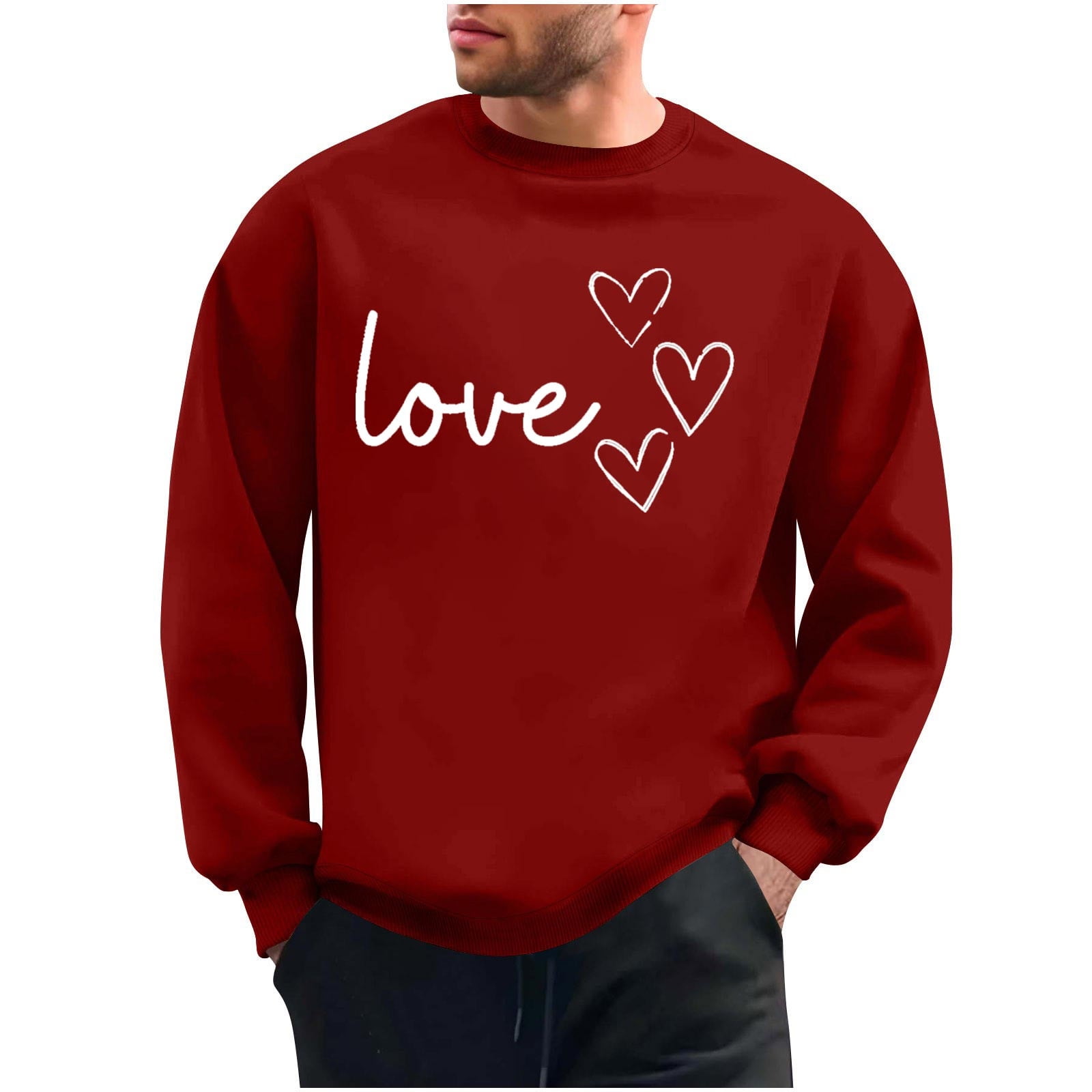FAWUUDO Valentines Sweatshirt Men Love Heart Shirt Pullover Valentine's ...