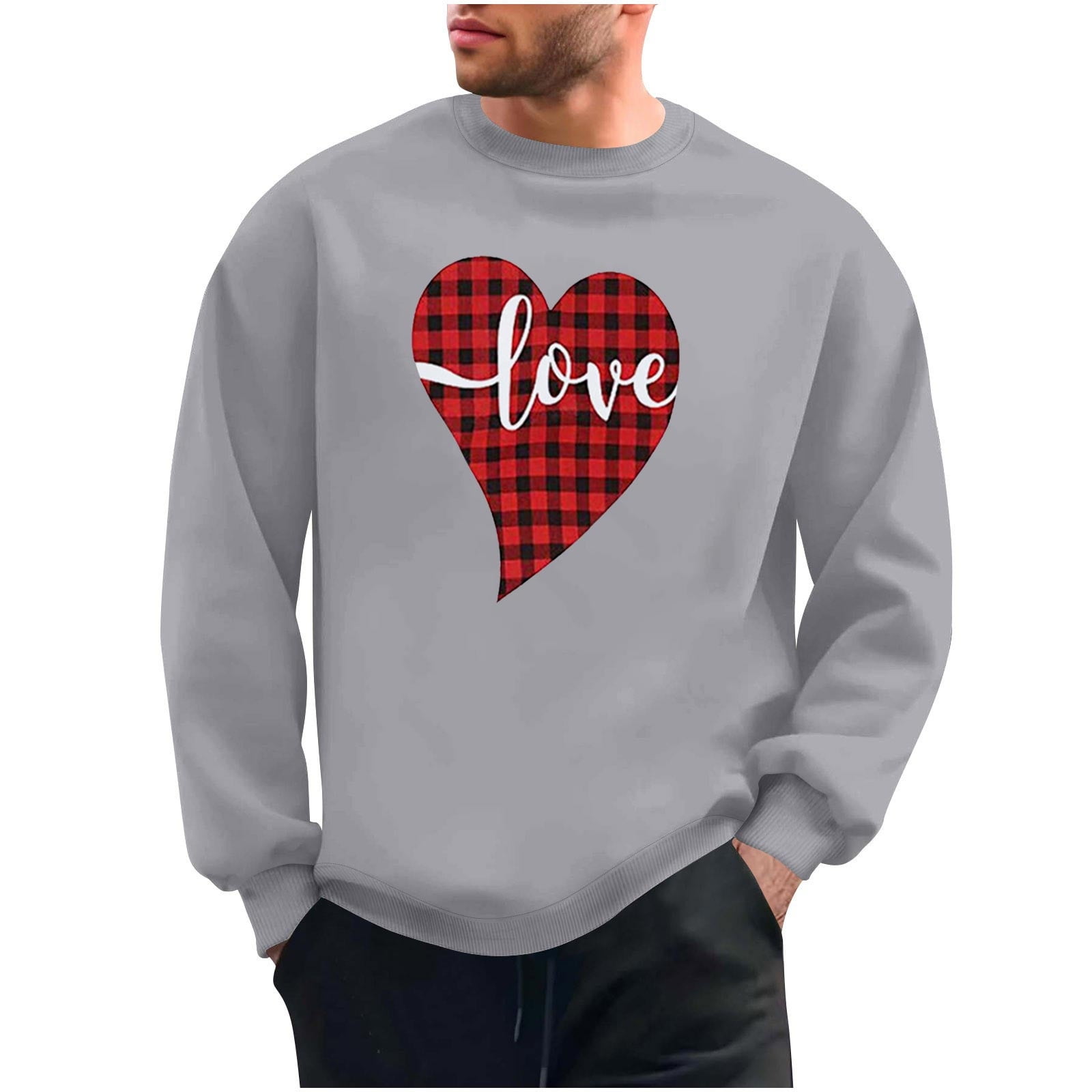 FAWUUDO Valentines Sweatshirt Men Love Heart Shirt Pullover Valentine's ...