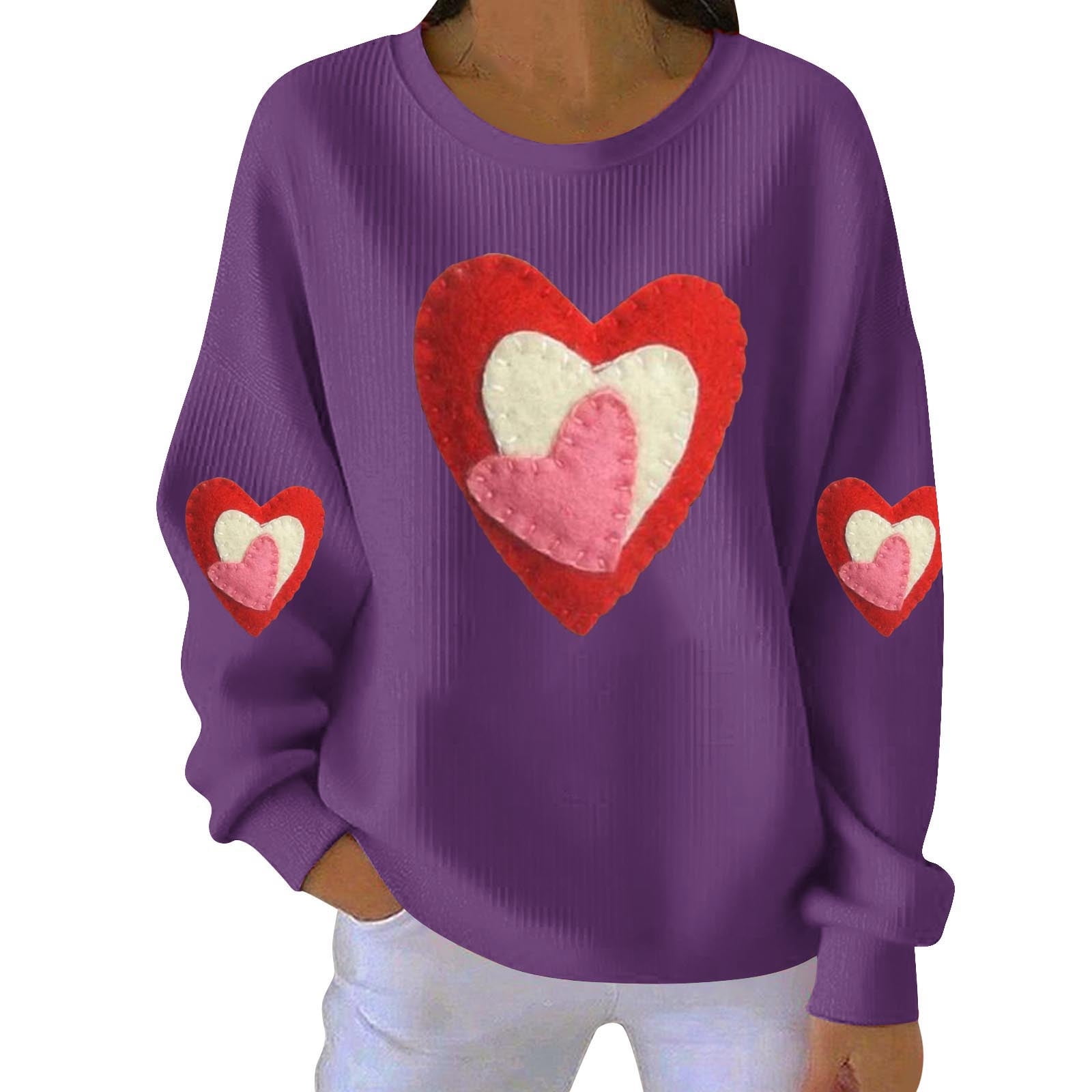 FAWUUDO Valentines Women Shirt : Love Heart Graphic Long Sleeve ...