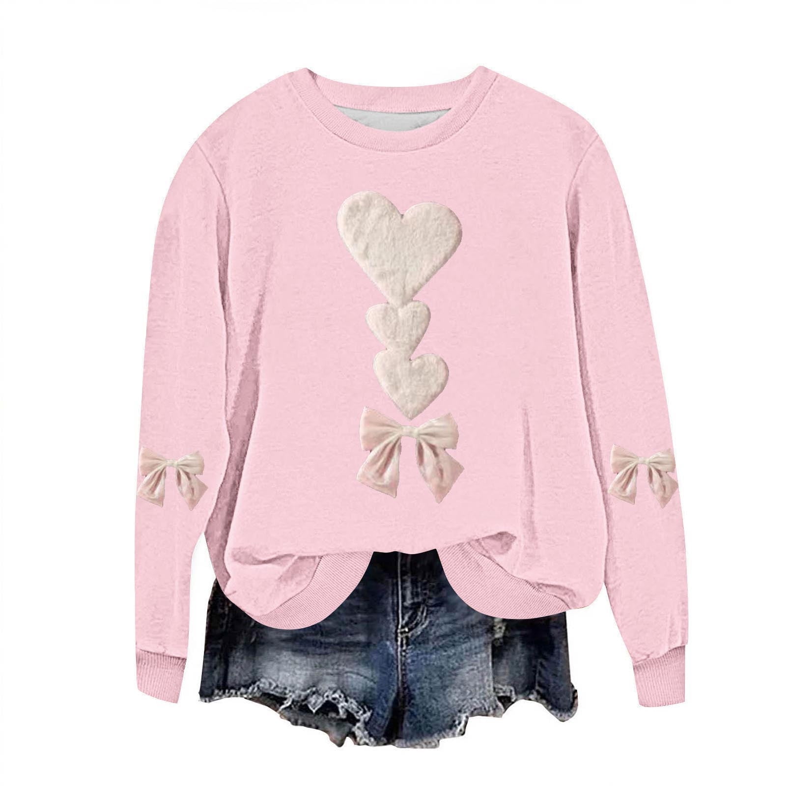 FAWUUDO Valentines Women Shirt : Love Heart Graphic Long Sleeve ...