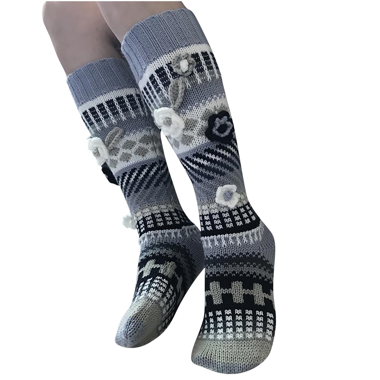 FAWUUDO Women Thigh High Fuzzy Socks Long Thick Knee High Stocking ...