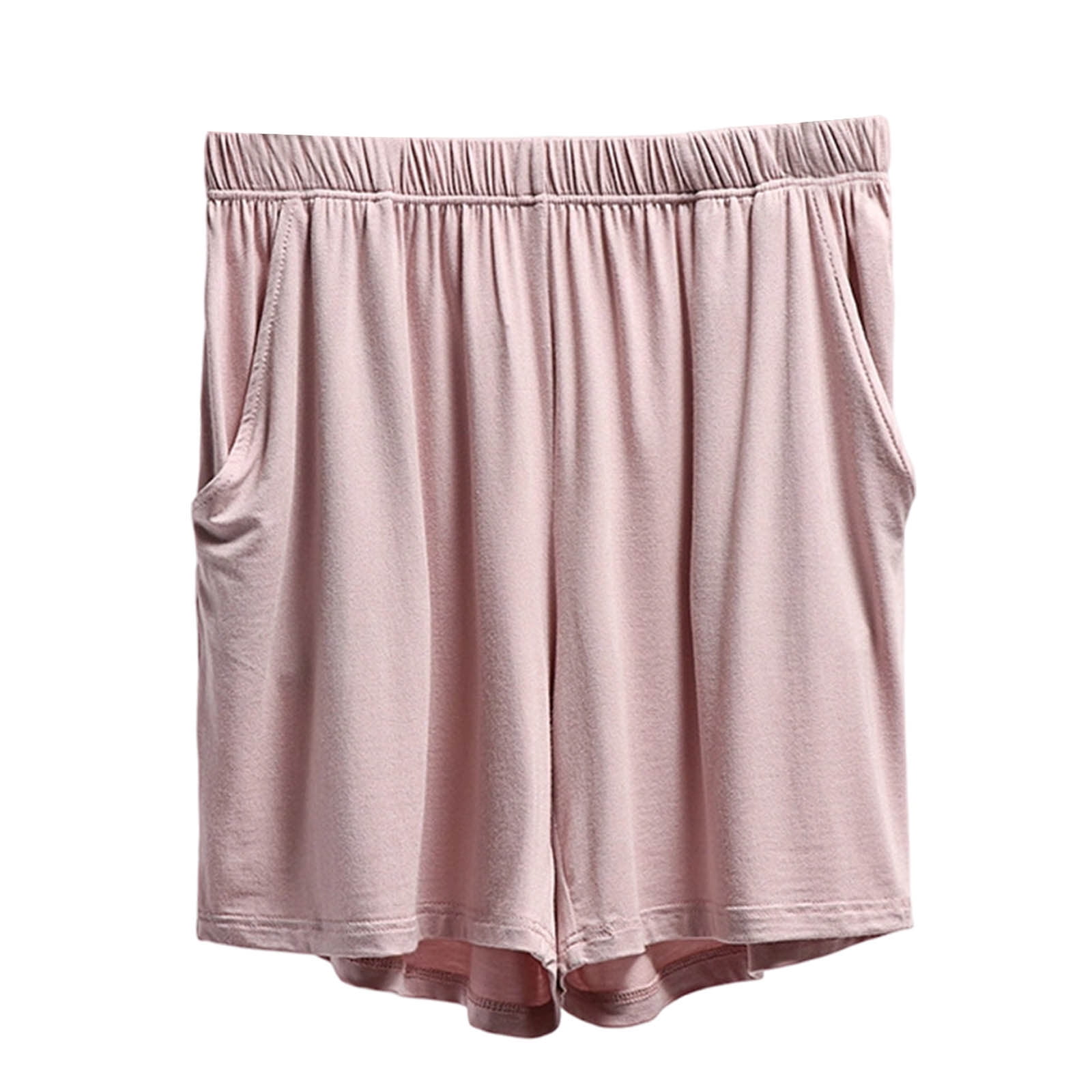 FAWUUDO Women's Pajama Shorts Solid High Waist Drawstring Pockets Loose ...