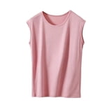 FAWUUDO Women's Pajama Tops Solid Color Sleeveless Crew Neck Loose Fit ...