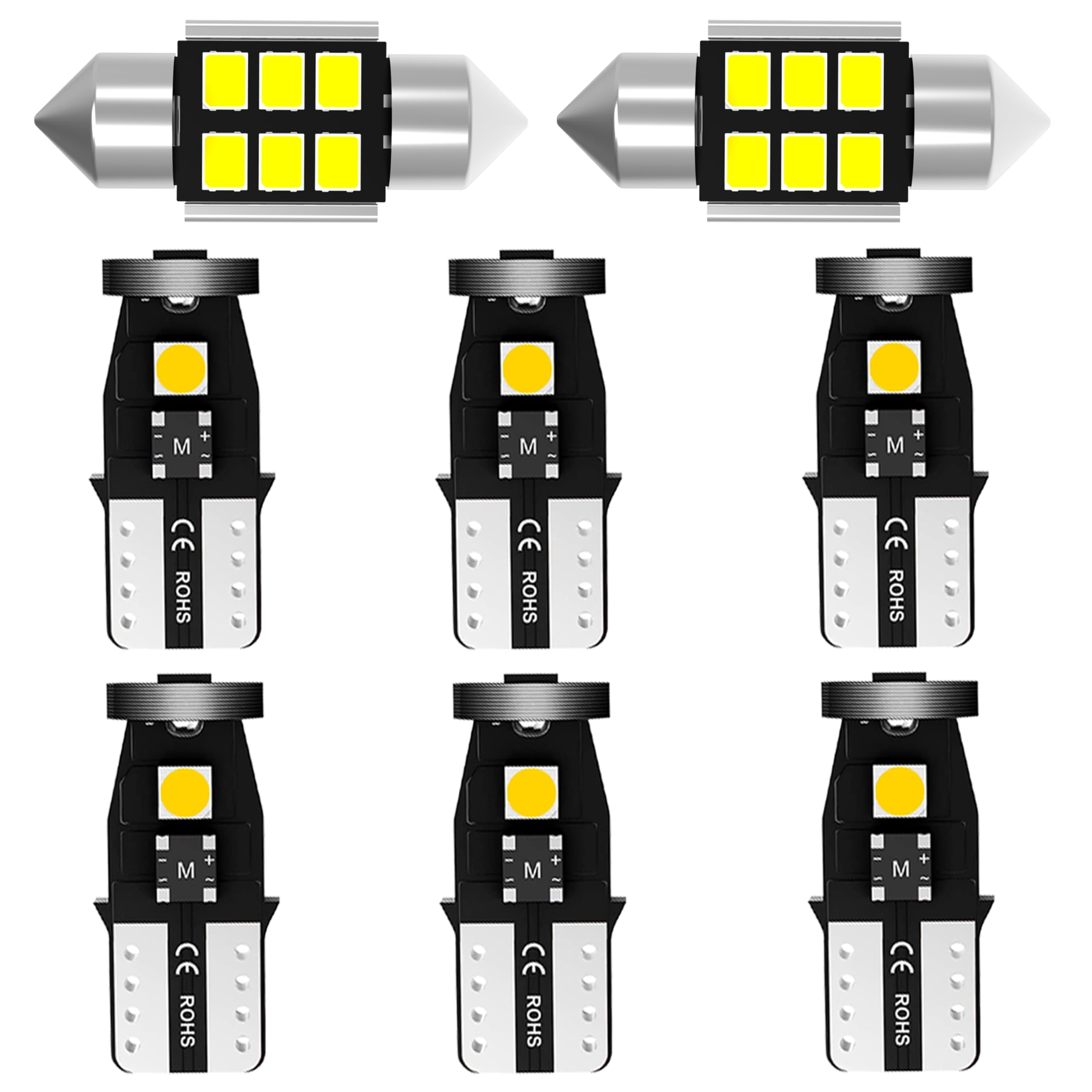 FAXCARS 8-Pieces LED Map STF9 Light Dome Light License Plate Light ...