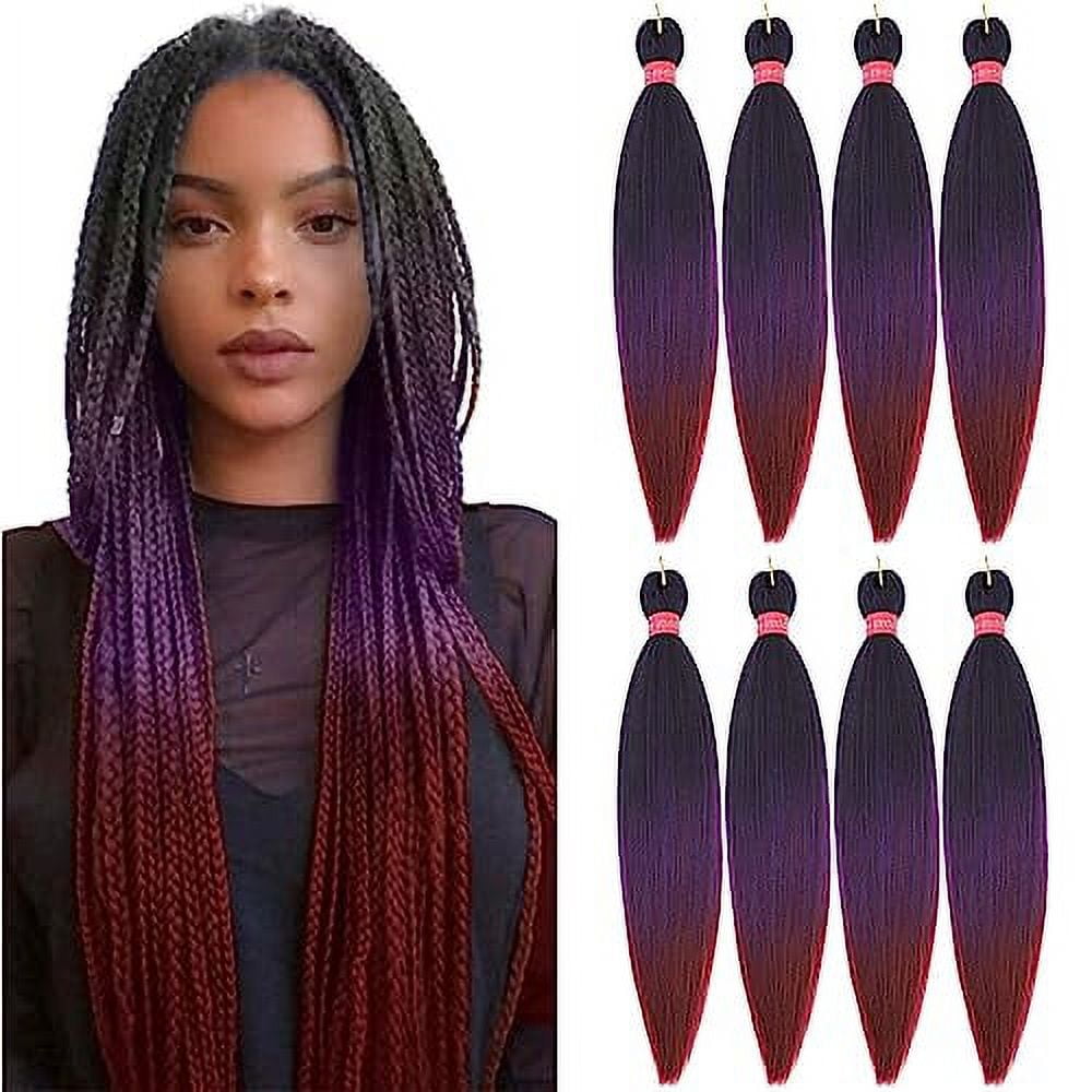 FAYETA Ombre Pre Stretched Braiding Hair, 28''-8 packs Silky Color ...
