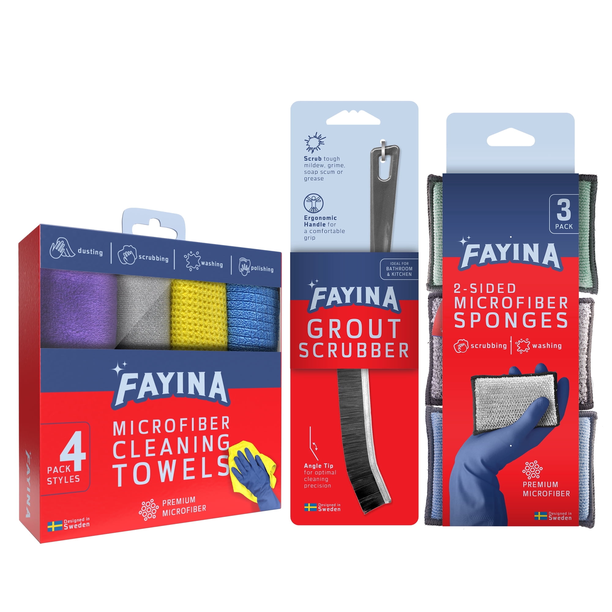 FAYINA Premium Microfiber Cleaning Kit Bundle – 4 Cleaning Towels (4 ...