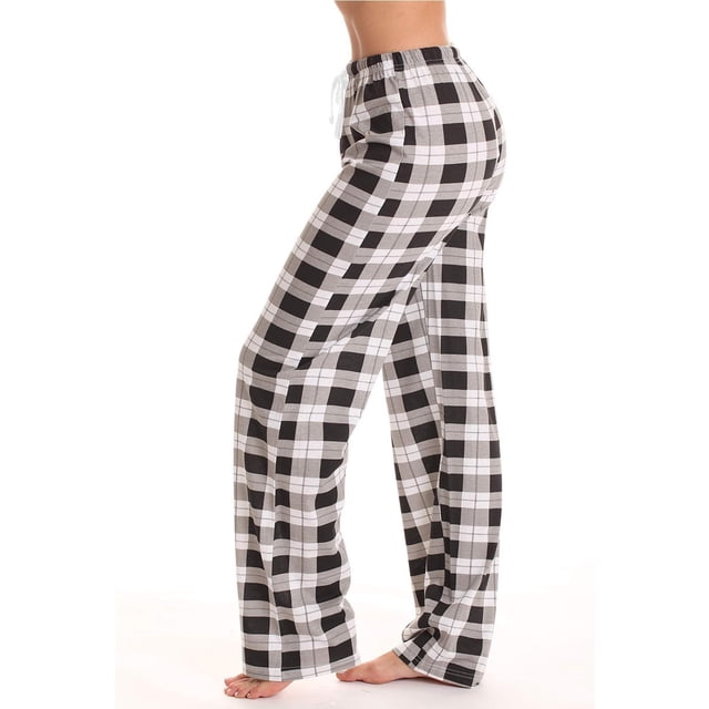 FAZVAOO Pajama Pants for Women Plaid Wide Leg Drawstring Elastic Waist ...
