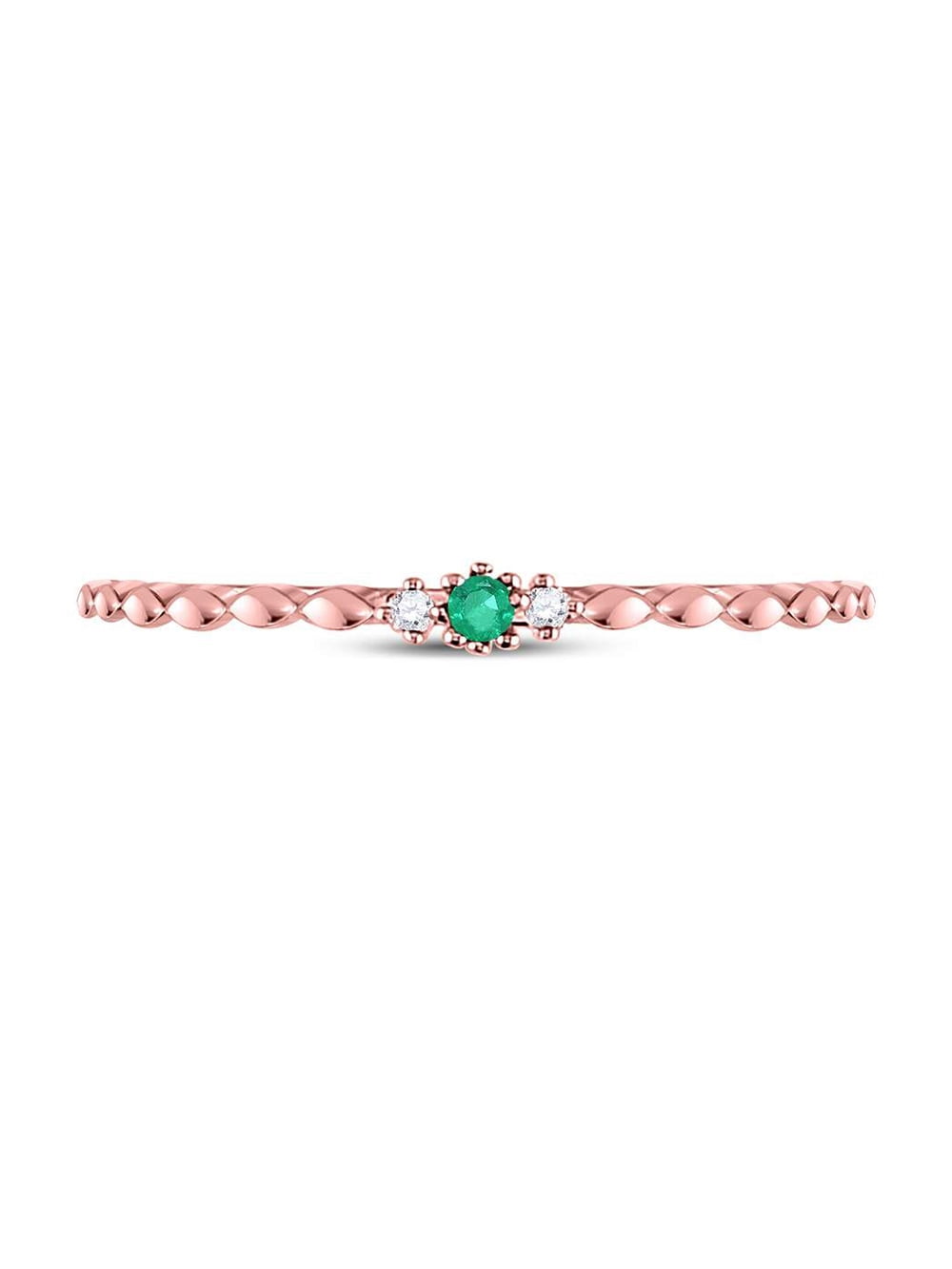 FB Jewels 10kt Rose Gold Womens Round Emerald Solitaire Diamond-accent ...
