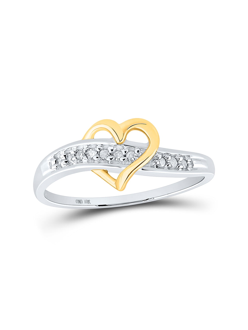 FB Jewels 10kt White Gold Womens Round Diamond Heart Ring 1/20 Cttw ...