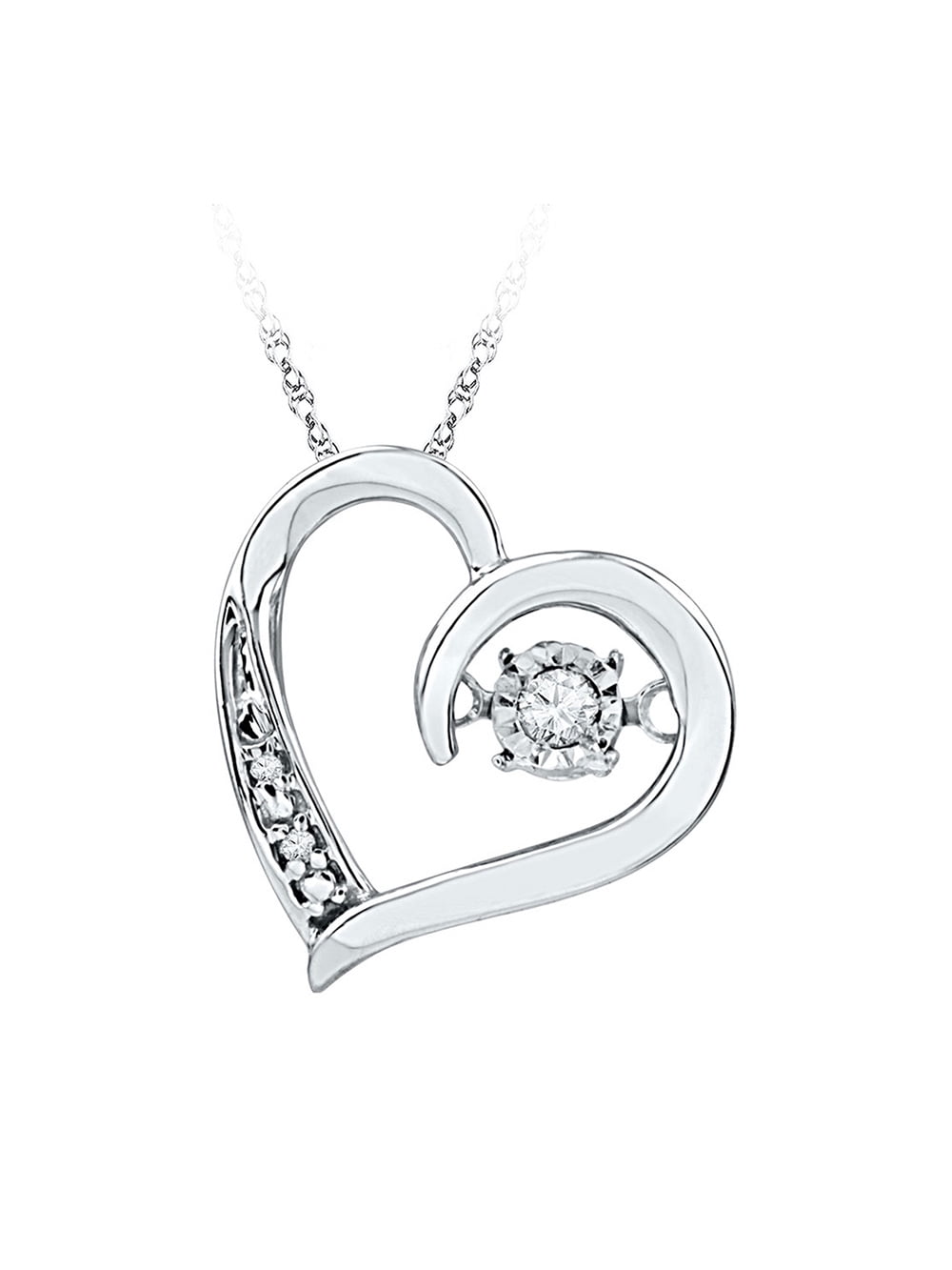 FB Jewels 10kt White Gold Womens Round Diamond Heart Twinkle Moving ...