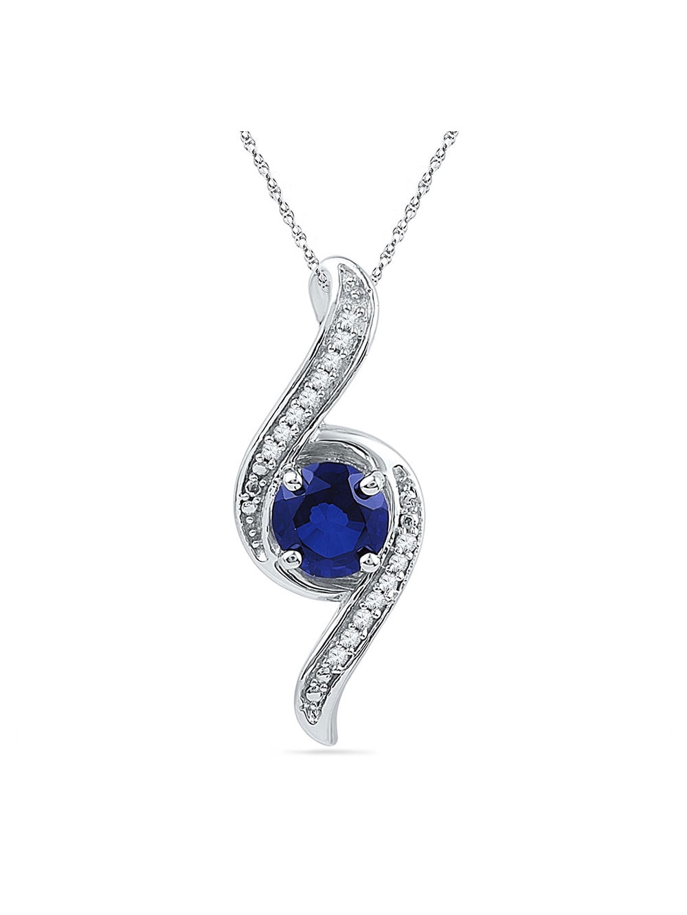 FB Jewels 10kt White Gold Womens Round Lab-Created Blue Sapphire ...