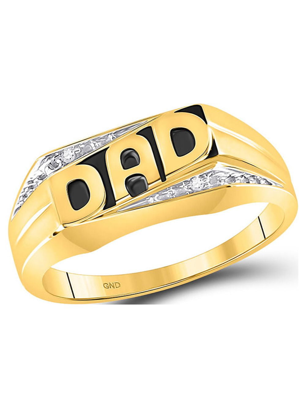 FB Jewels 10kt Yellow Gold Mens Round Diamond Dad Father Ring .01 Cttw ...